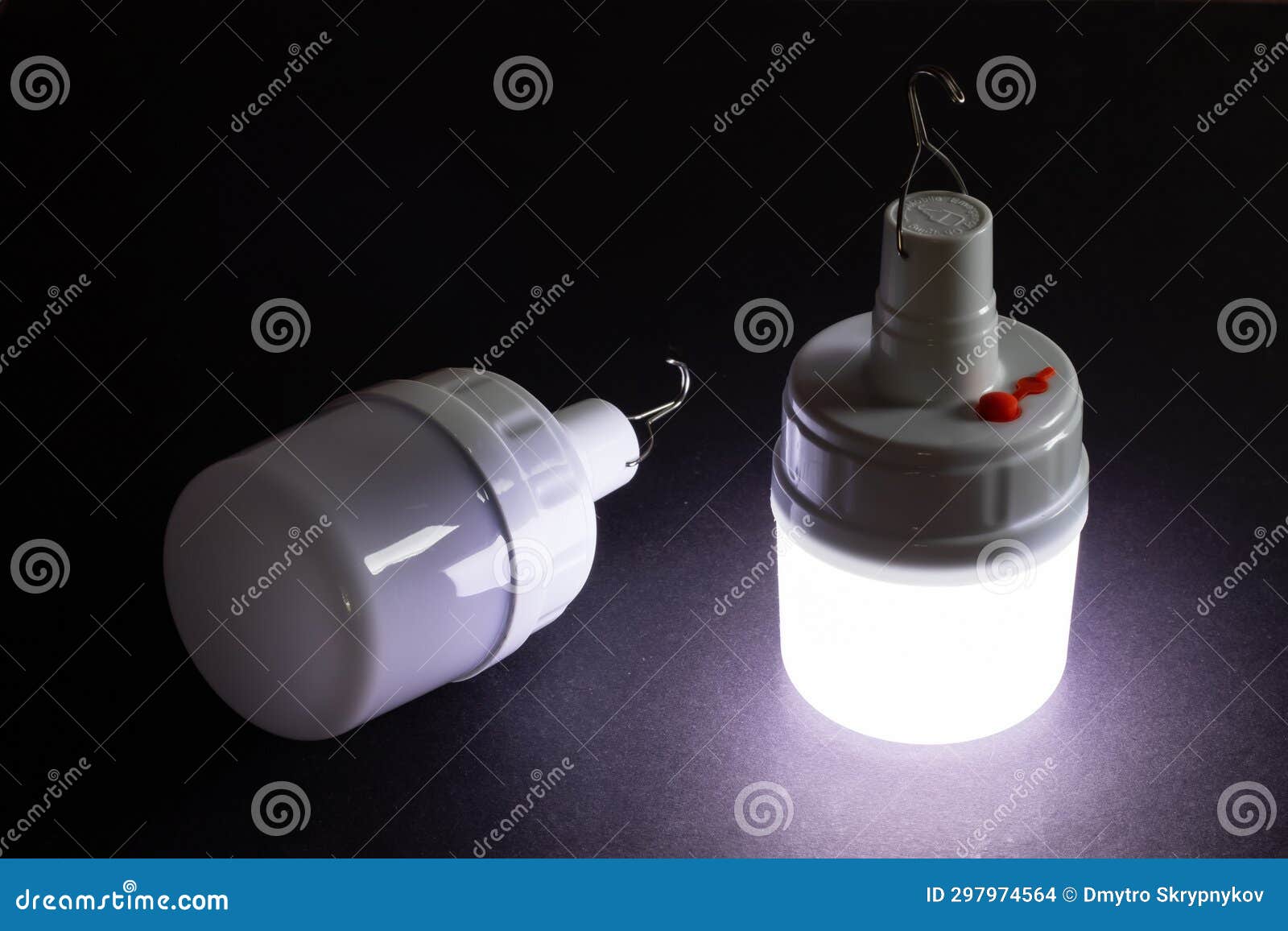 Two White Emergency Led Bulbs with Integrated Battery Stock Photo ...