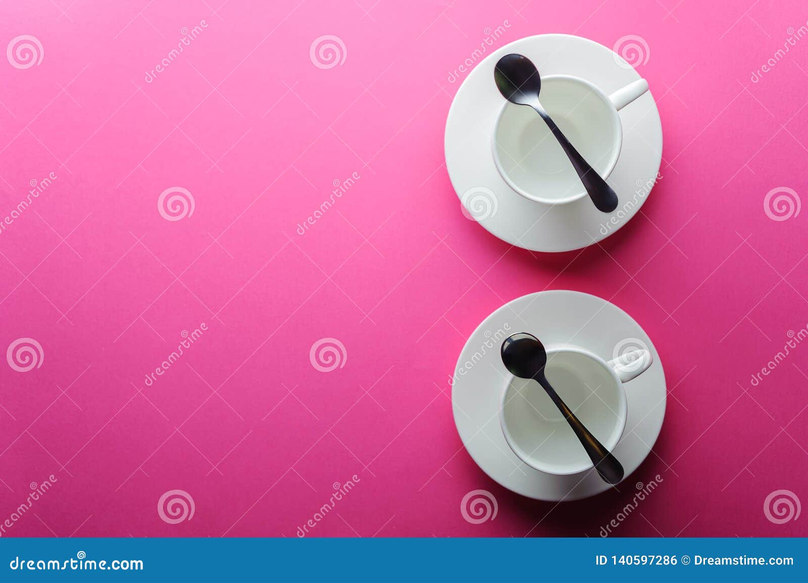 Two White Empty Cups for Space To Copy Stock Photo - Image of design ...