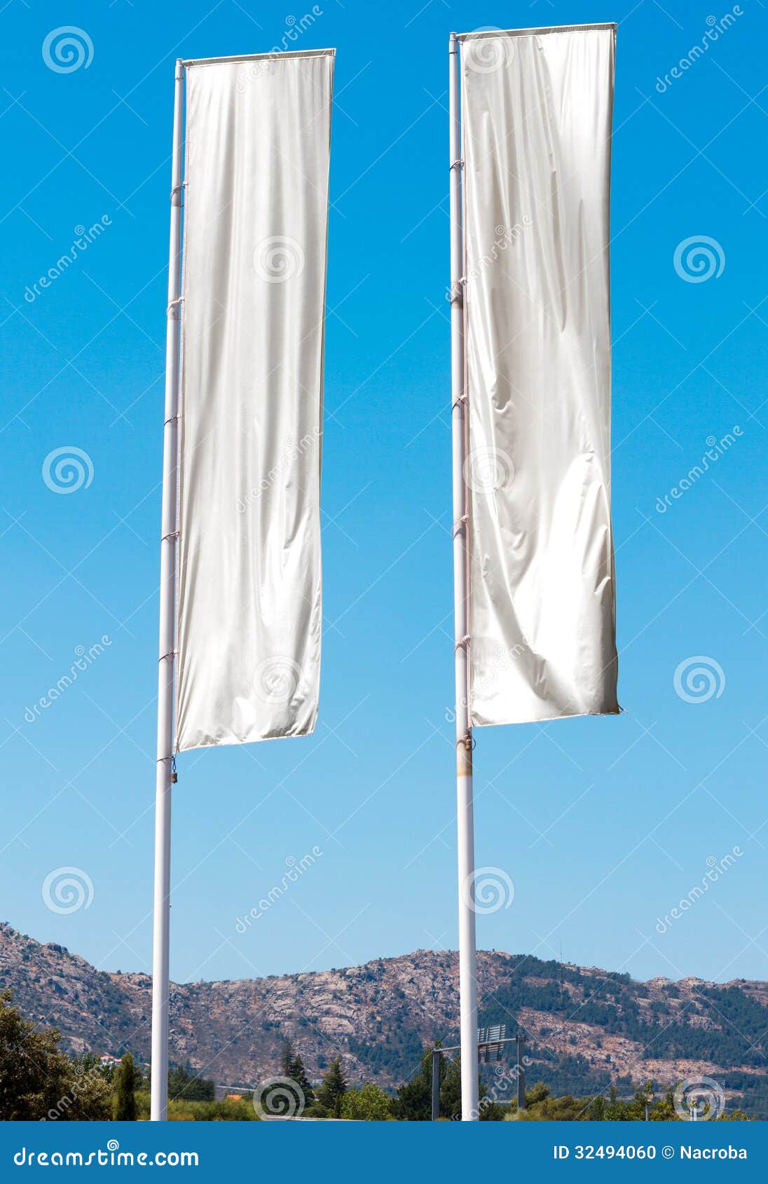 Two white flag stock photo. Image of promotion, blank - 32494060