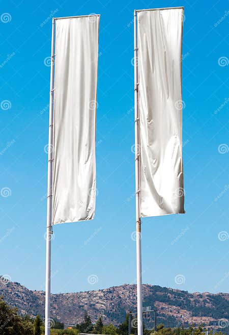 Two white flag stock photo. Image of promotion, blank - 32494060
