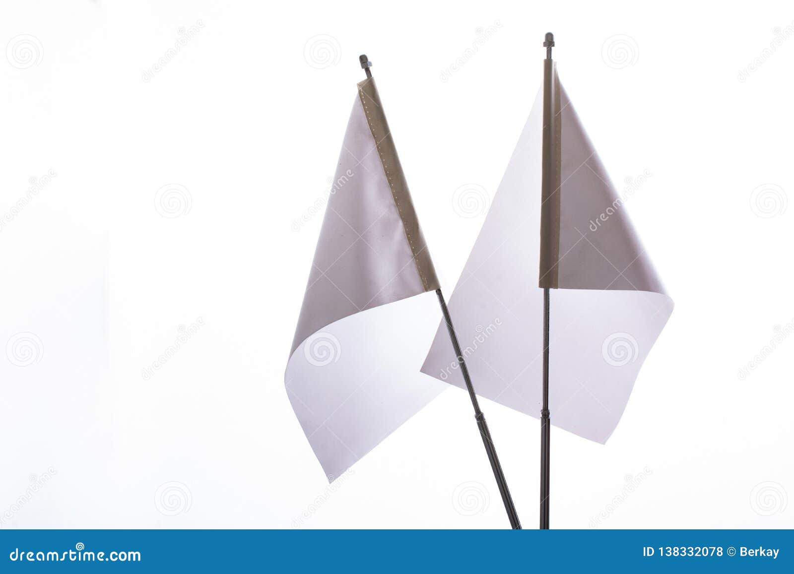 Two White Flags on a White Background in Display Stock Photo - Image of ...