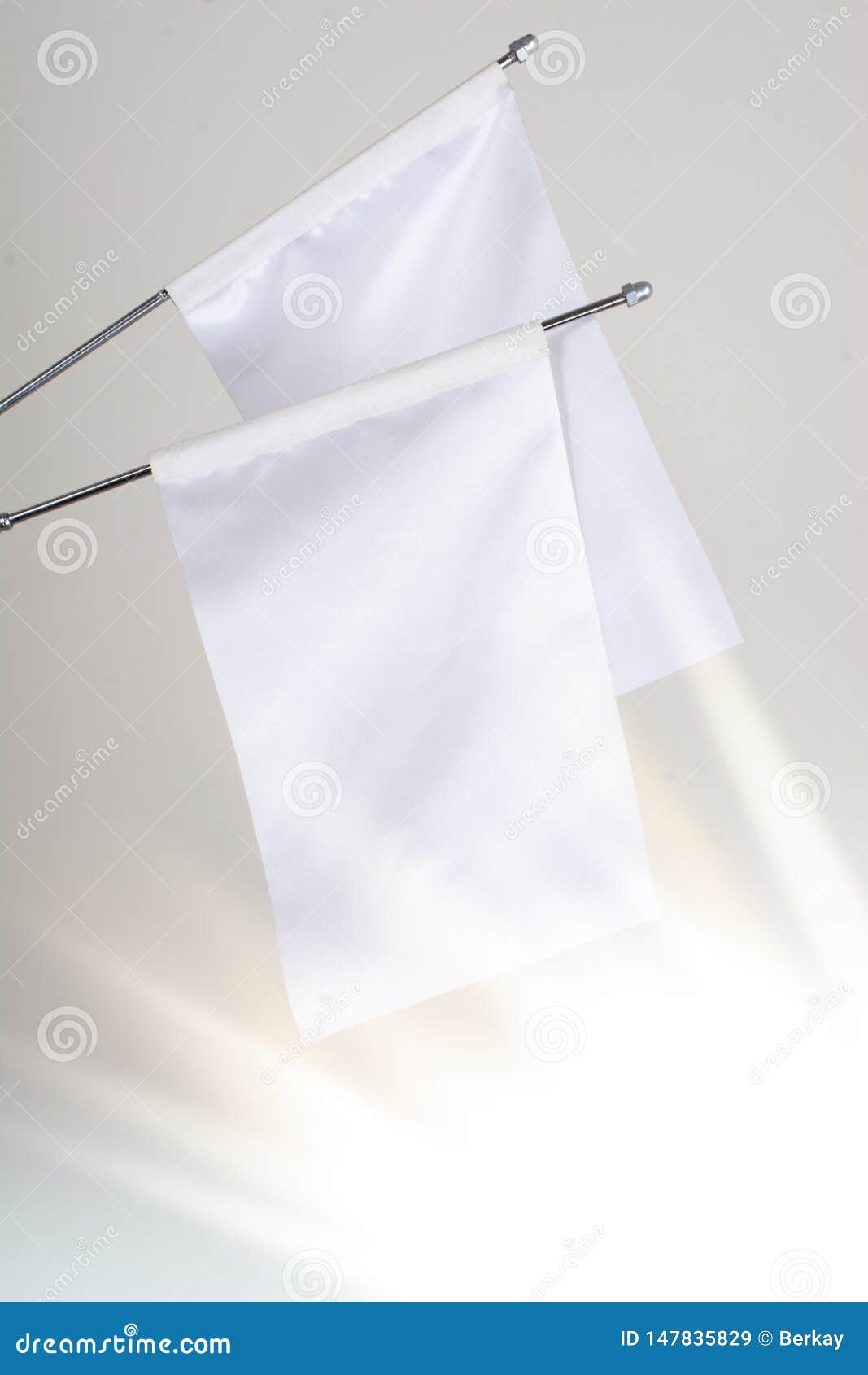 Two White Flags on a White Background in Display Stock Image - Image of ...