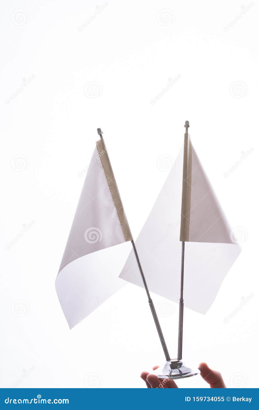 Two White Flags on a White Background in Display Stock Image - Image of ...
