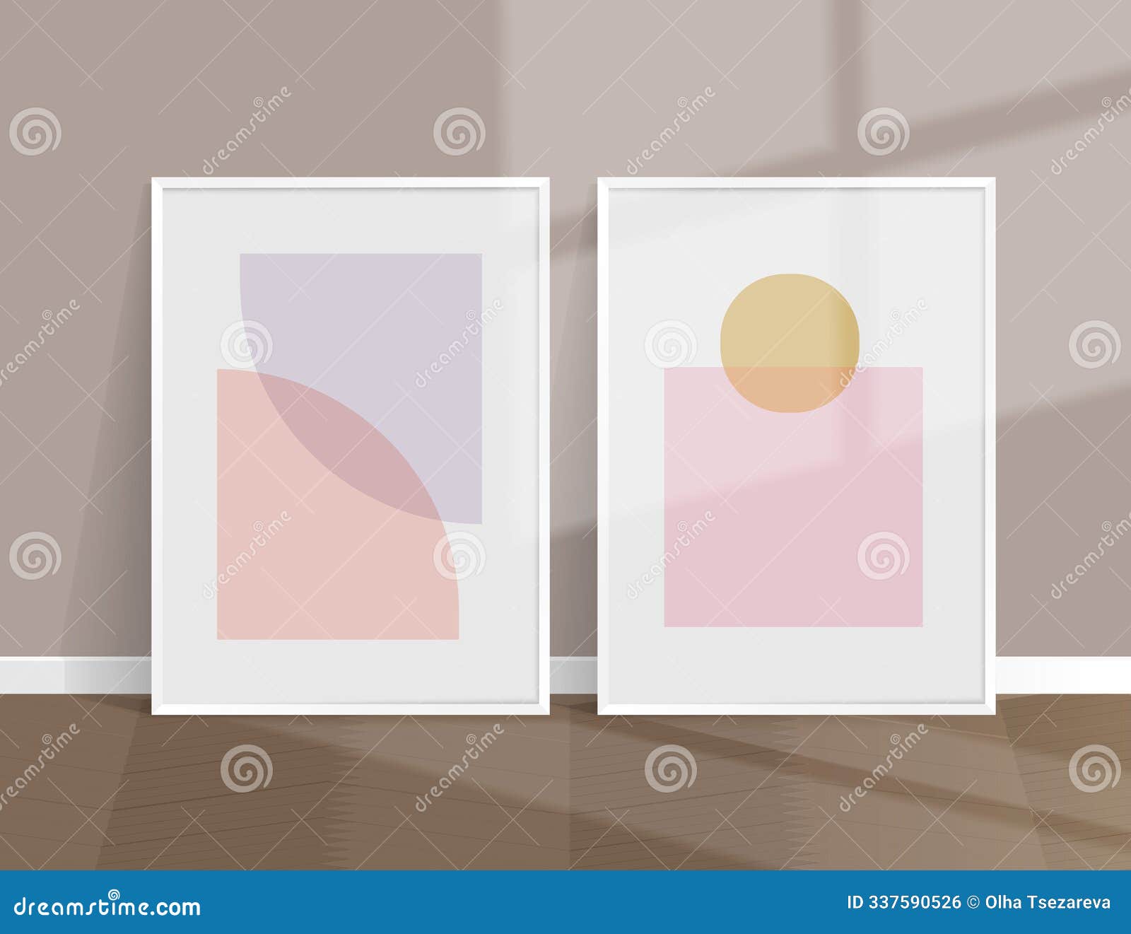 Two White Frames with Design on the Floor Stock Illustration ...