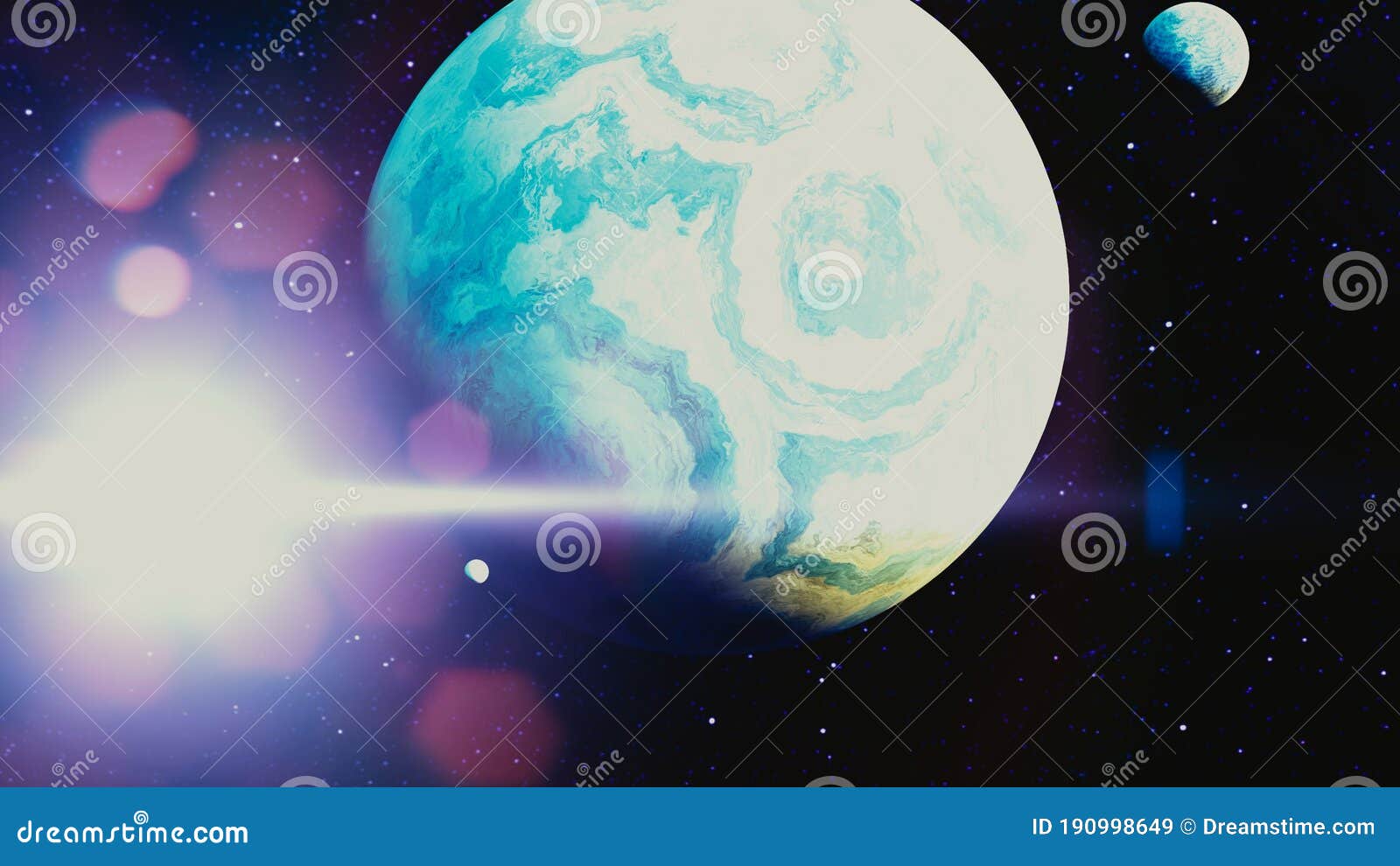 Two White Gas Giants Orbiting a Very Bright Star Stock Image - Image of ...