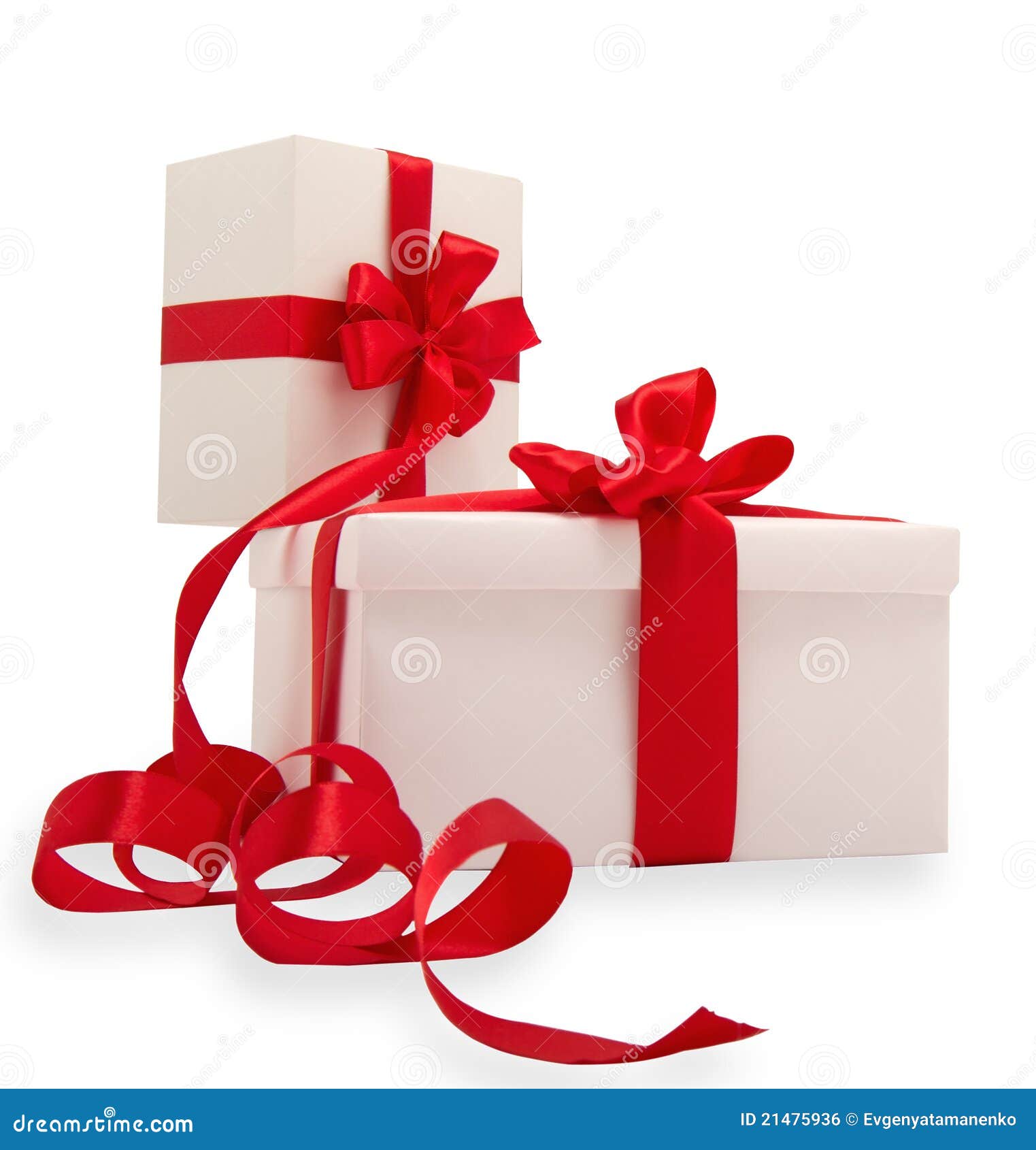 Two White Gifts with Red Ribbons Stock Photo - Image of party ...