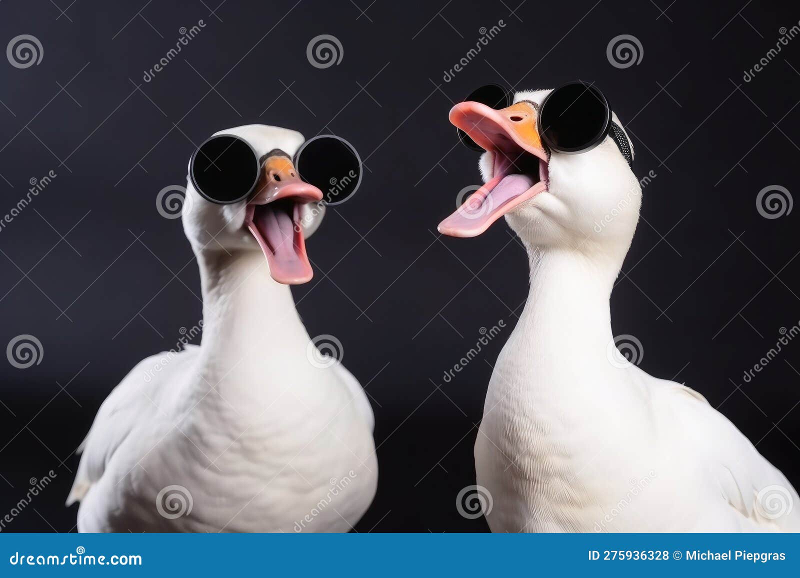 Two White Goose Singing a Song Created with Generative AI Technology ...