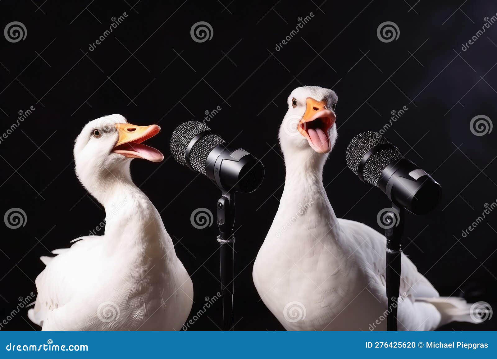 Two White Goose Singing a Song Created with Generative AI Technology ...