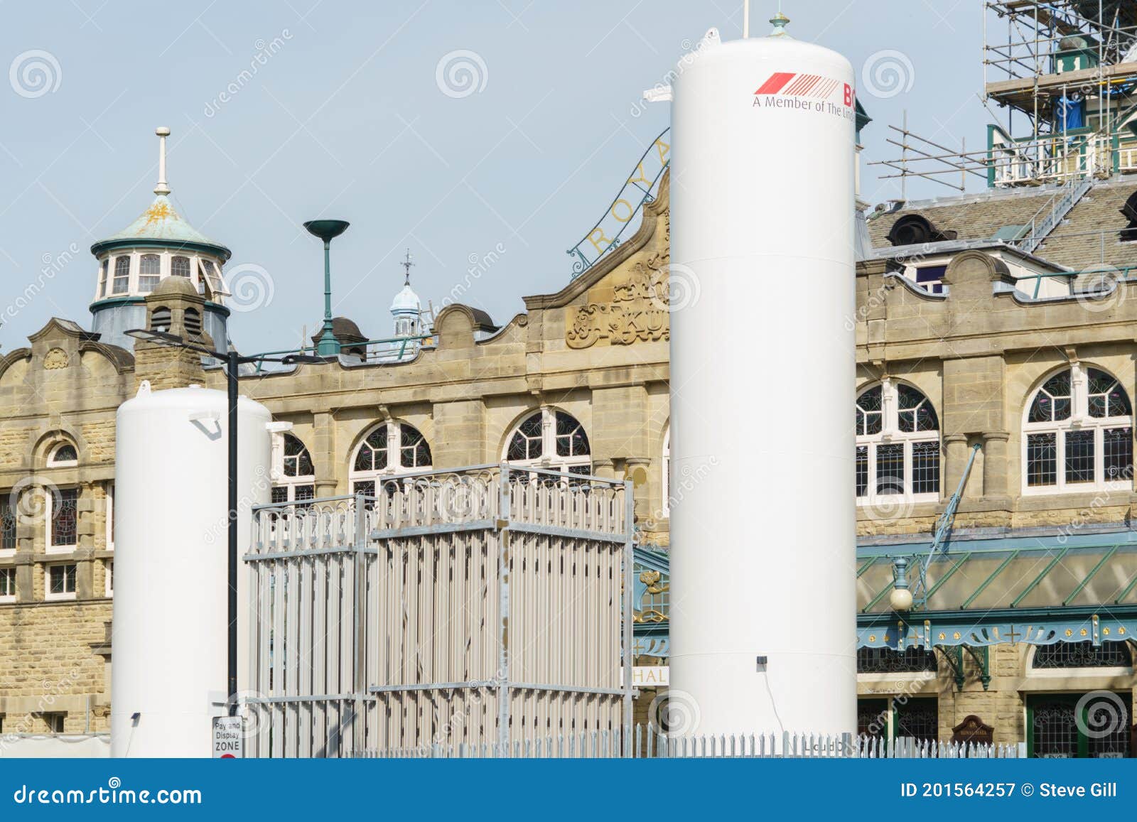 Two White Liquid Oxygen Cylinders in Front of a Popular Music Hall ...