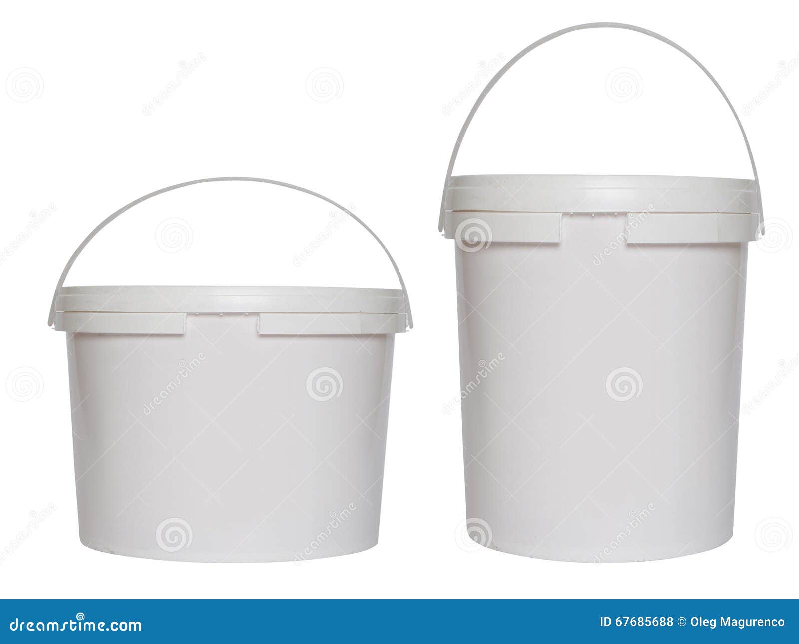 Two white plastic buckets stock photo. Image of bucket - 67685688