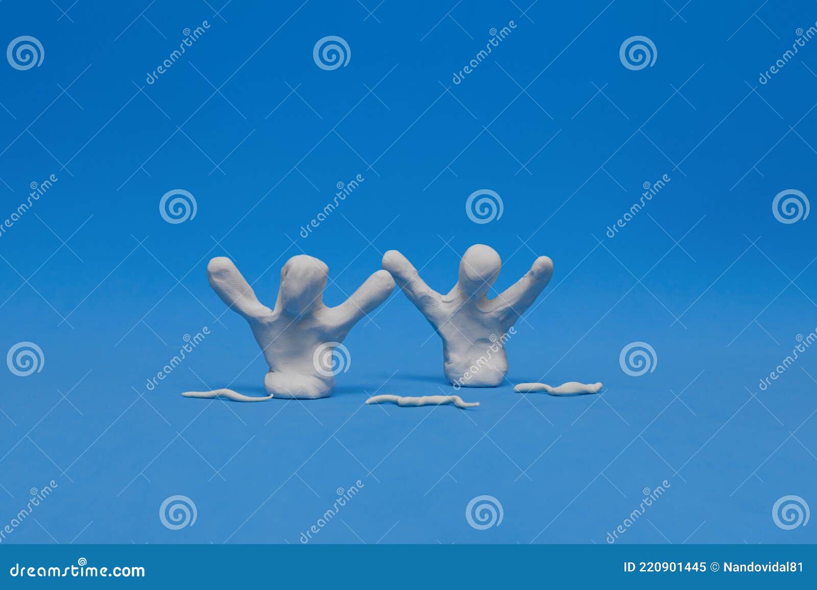 Two White Plasticine Dummies Practicing Synchronized Swimming Stock ...