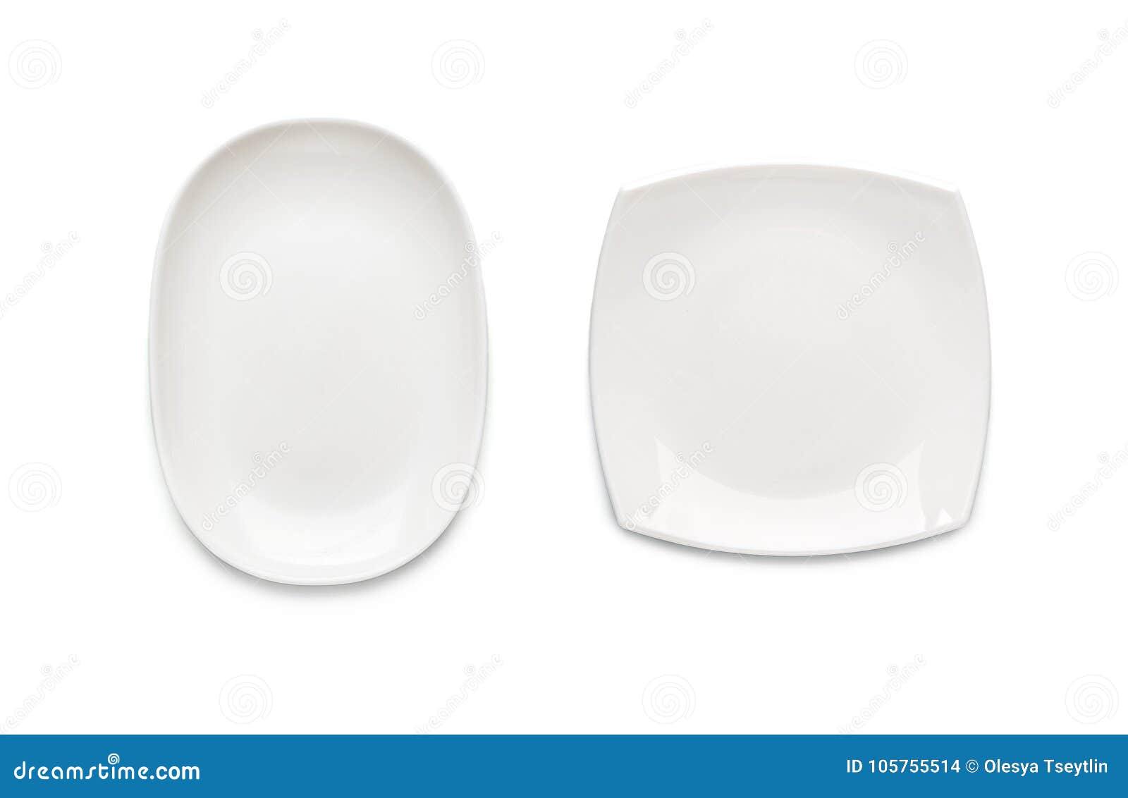 Two White Plates of Different Shapes on a White Background. View Stock ...