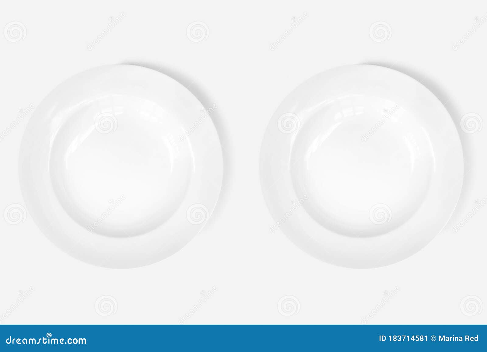 Two White Plates on a White Background. Stock Image - Image of bowl ...