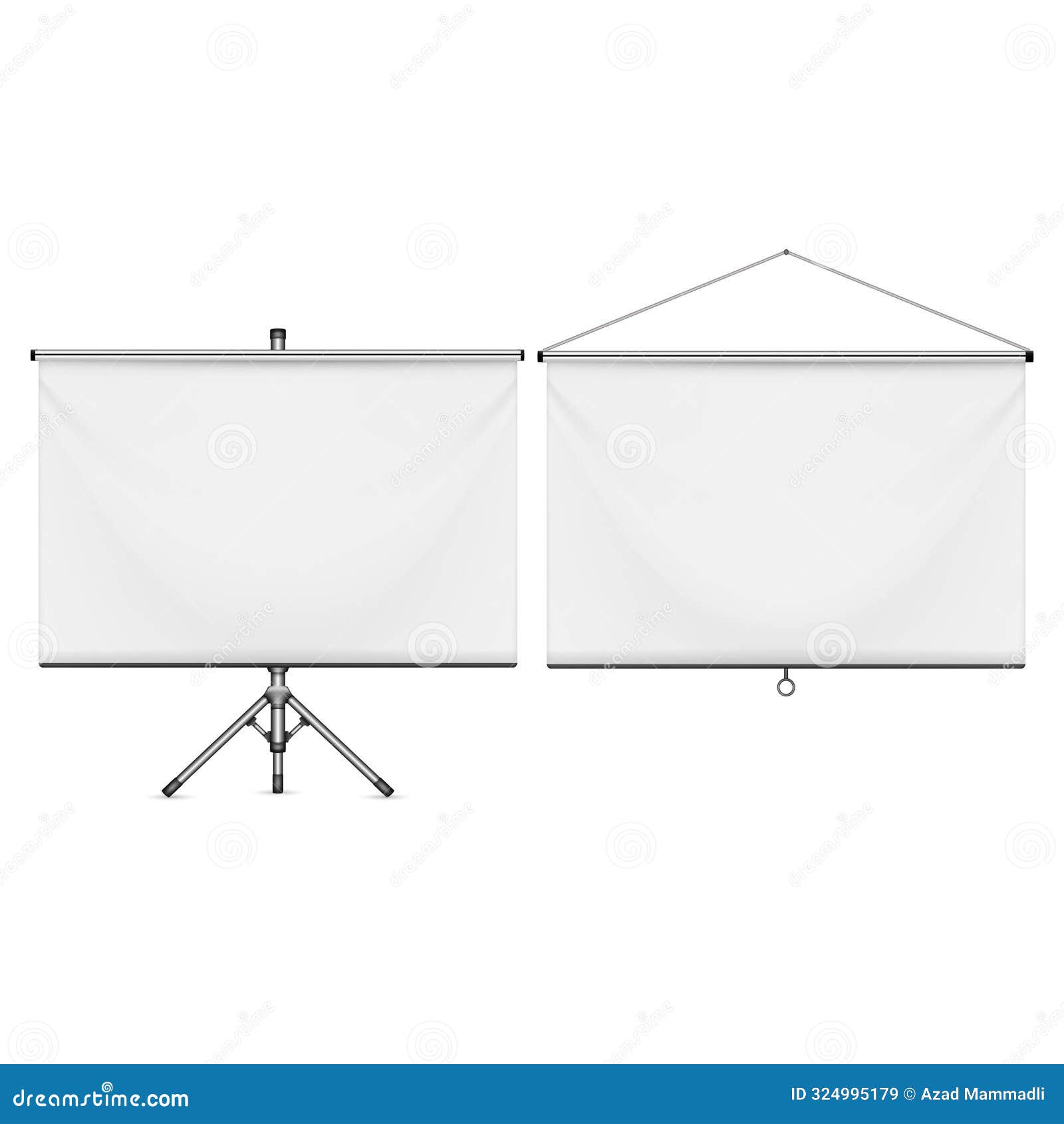 Two White Projection Screens, One on a Tripod Stand and One Hanging ...