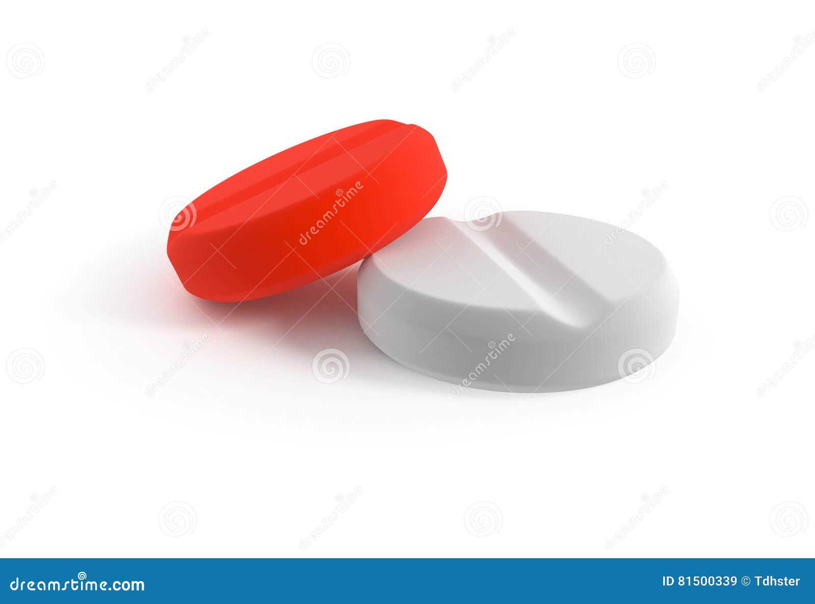 Two White and Red Tablets Isolated 3d Illustration Stock Illustration ...