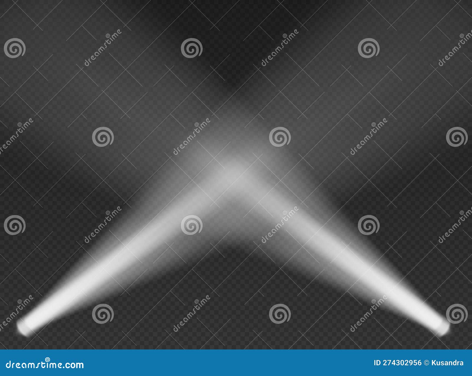 Two White Searchlights in the Air. Cone Lights from Bottom with ...