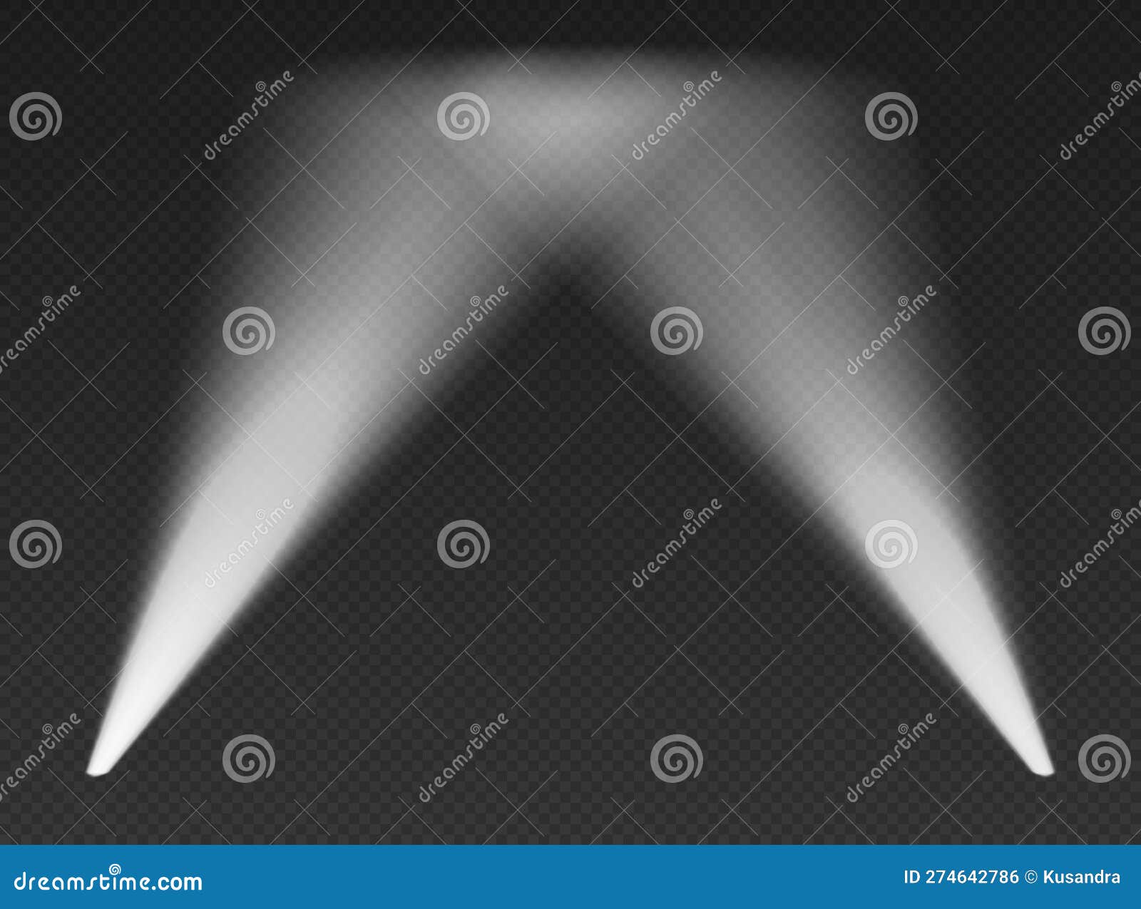 Two White Searchlights in the Air. Cone Volumetric Lights from Bottom ...