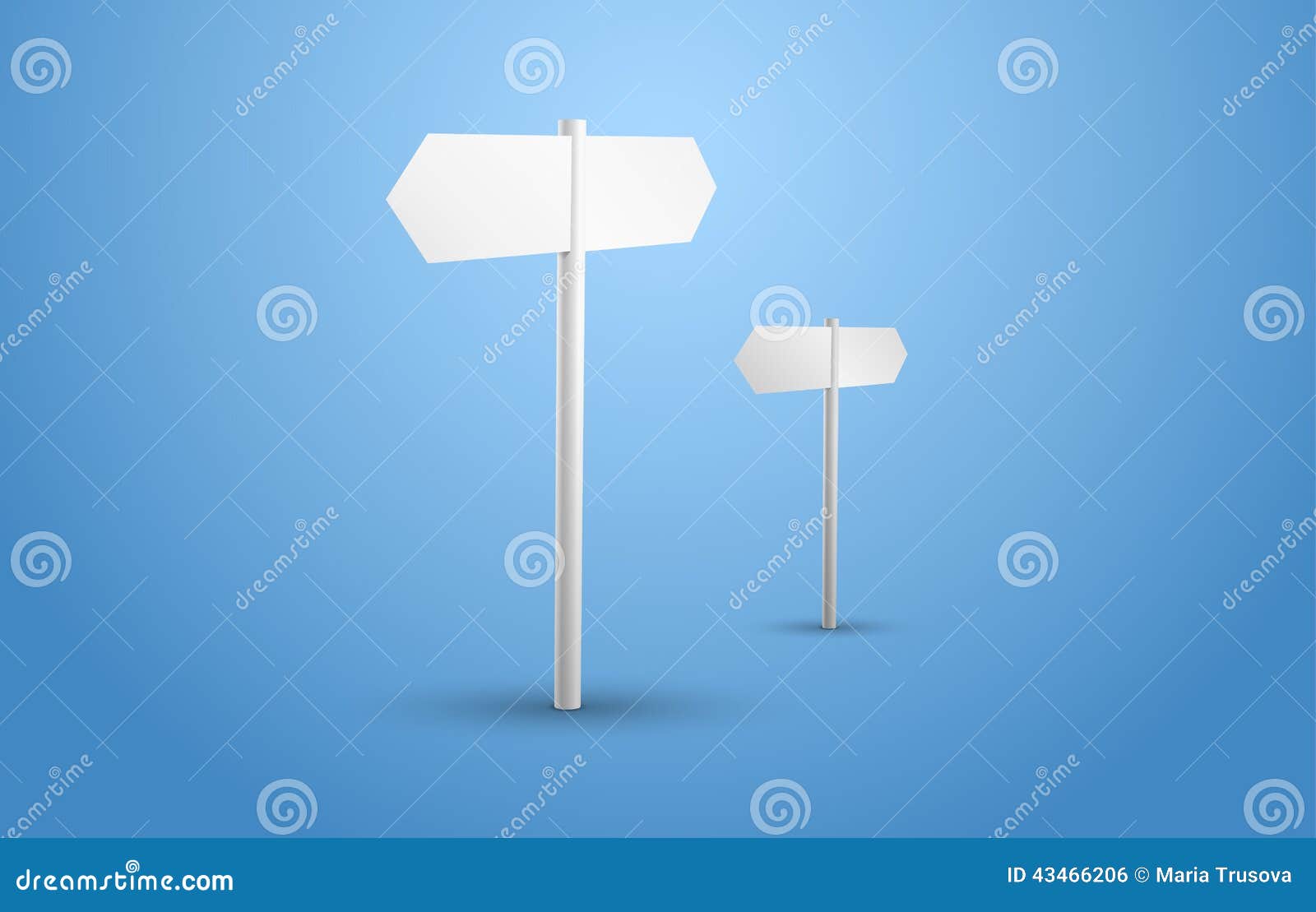 Two White Signpost on a Blue Background Stock Vector - Illustration of ...