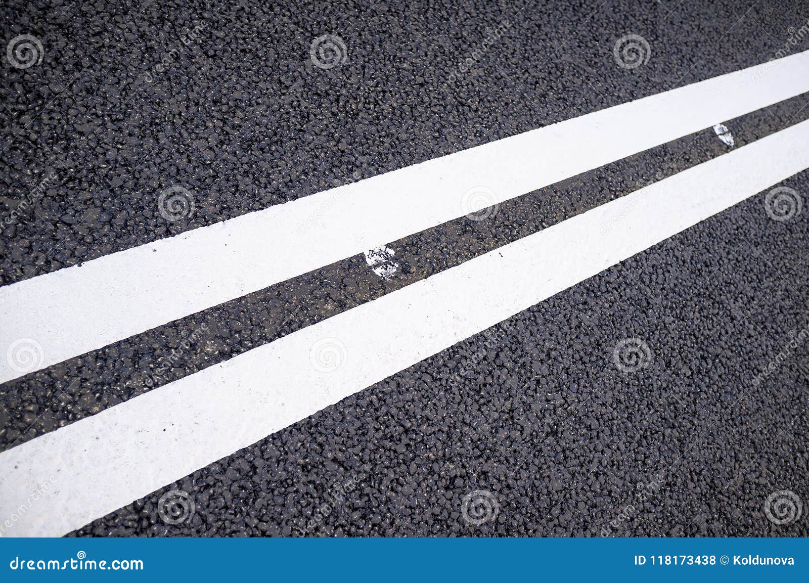 Two White Solid Lines on a New Asphalt Road. Stock Photo - Image of ...