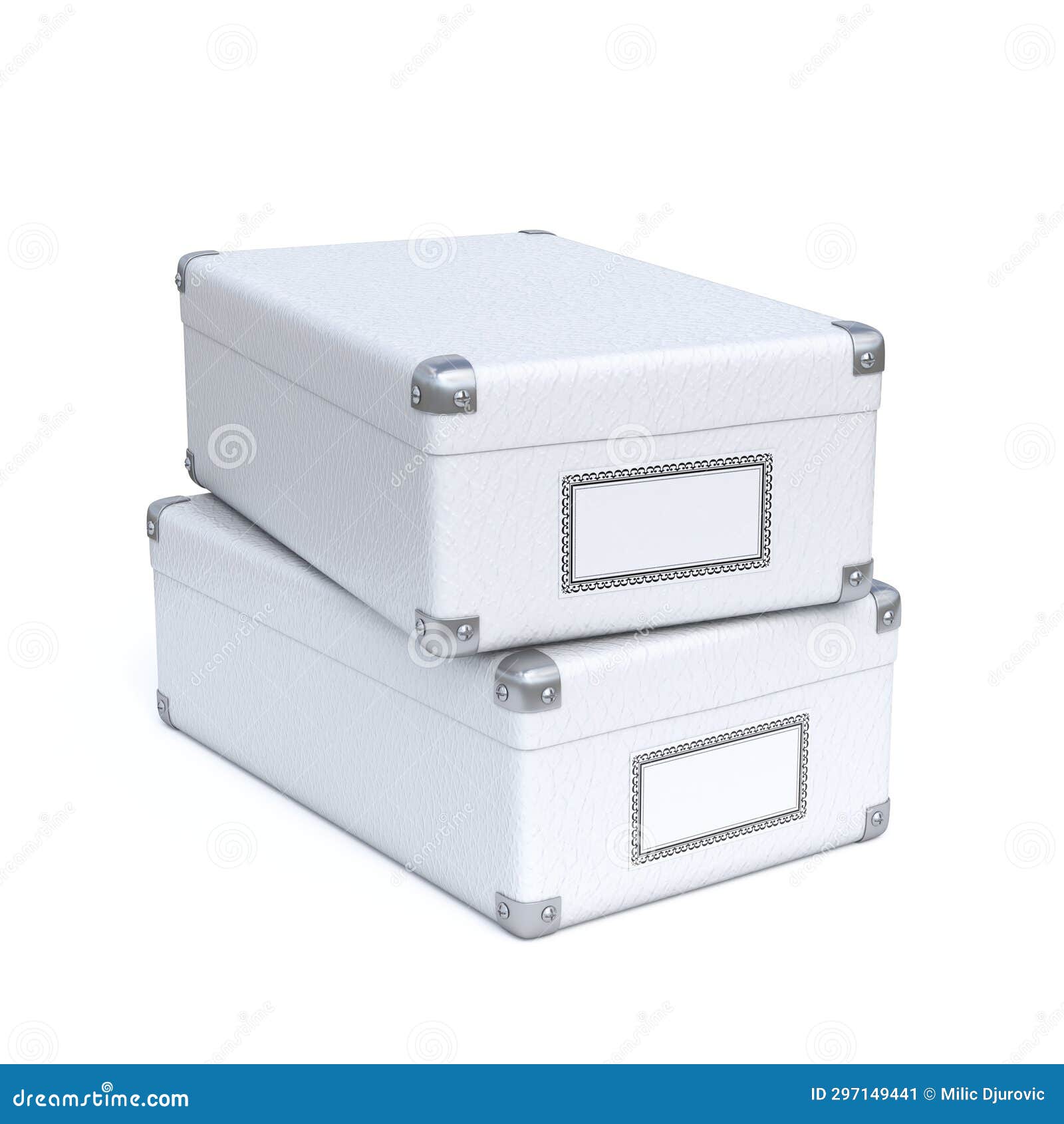 Two white storage boxes 3D stock illustration. Illustration of shipping ...