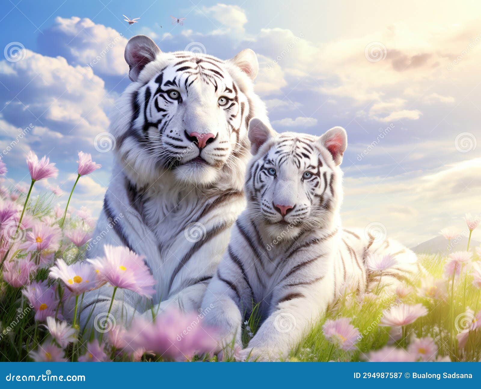 Two white tigers stock illustration. Illustration of beautiful - 294987587