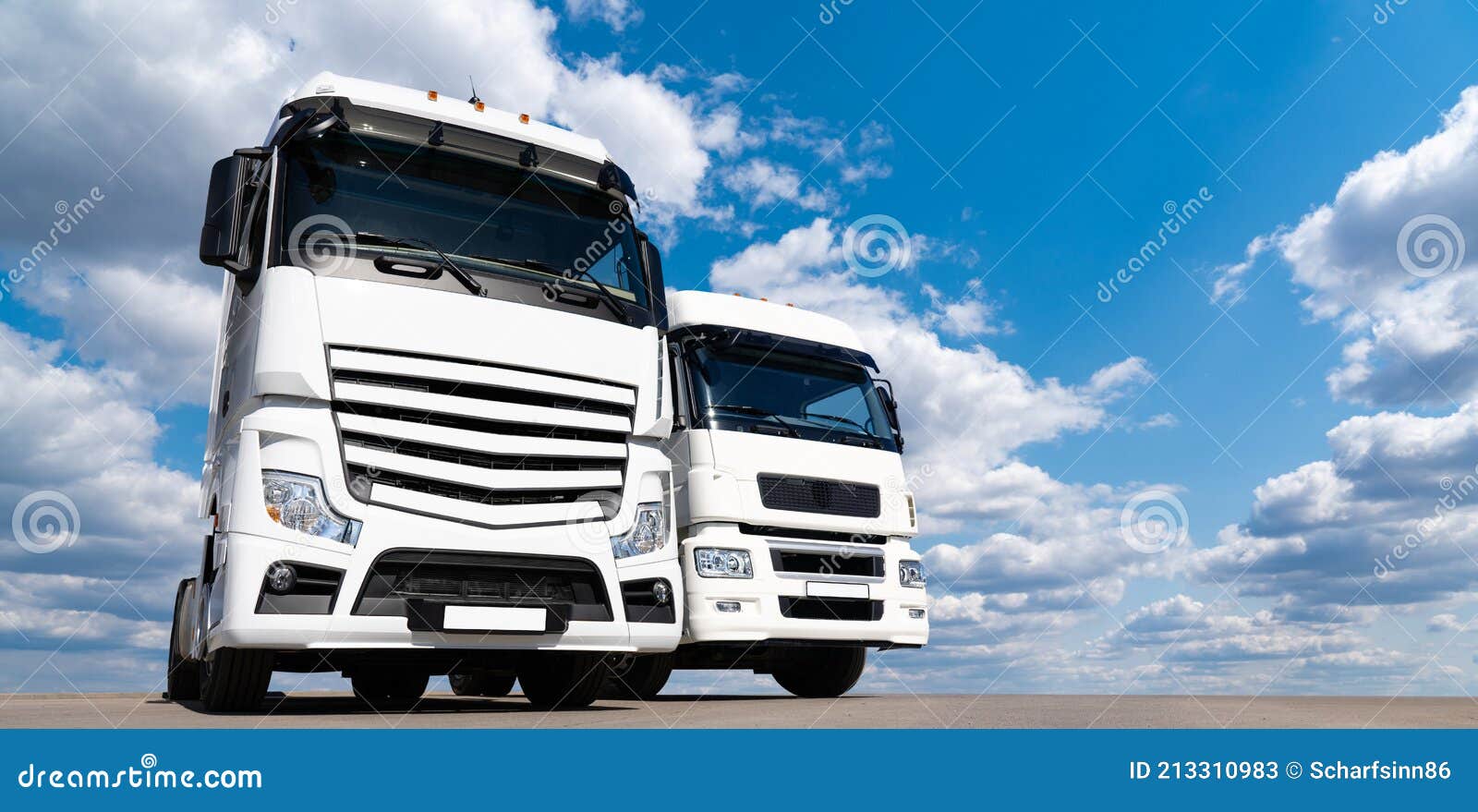 Two white trucks stock image. Image of trucking, front - 213310983