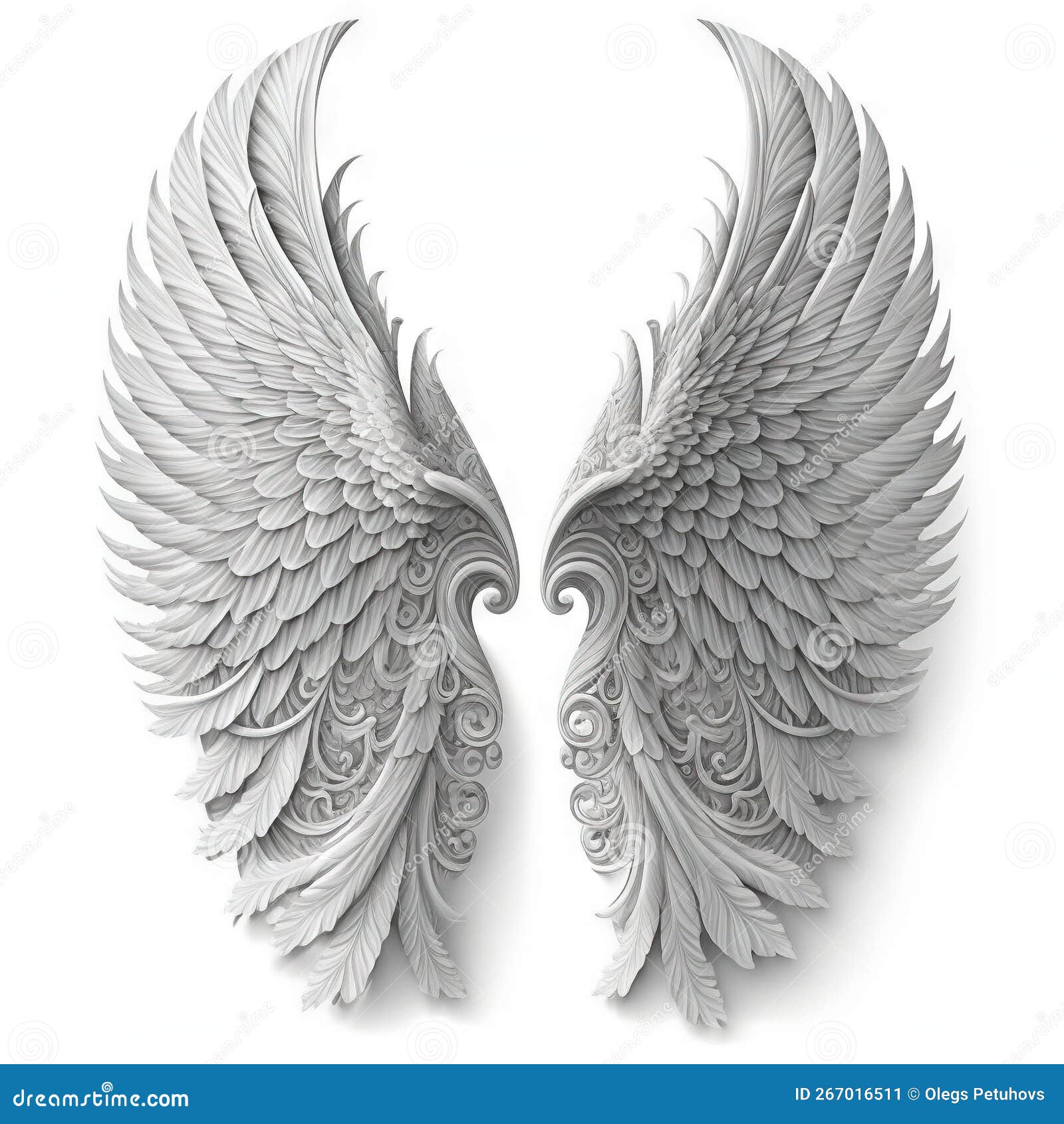 Two White Wings with Intricate Designs on Them, One of Them is Facing ...