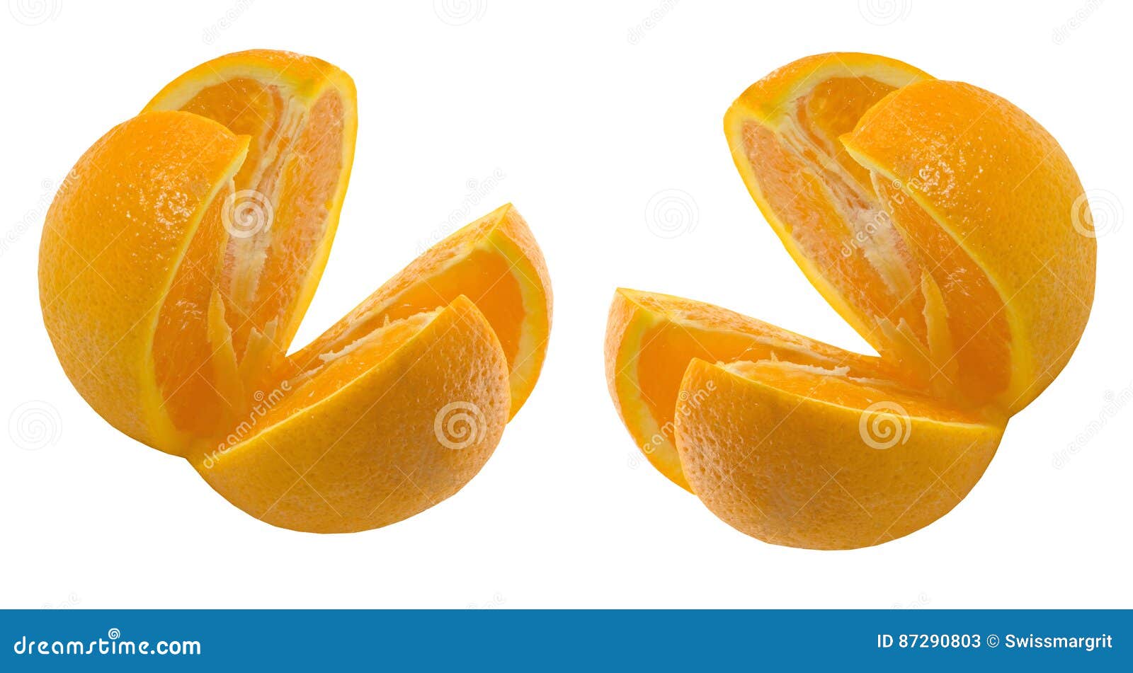 Two Whole Oranges Cut into Eight Segments Stock Image - Image of citrus ...