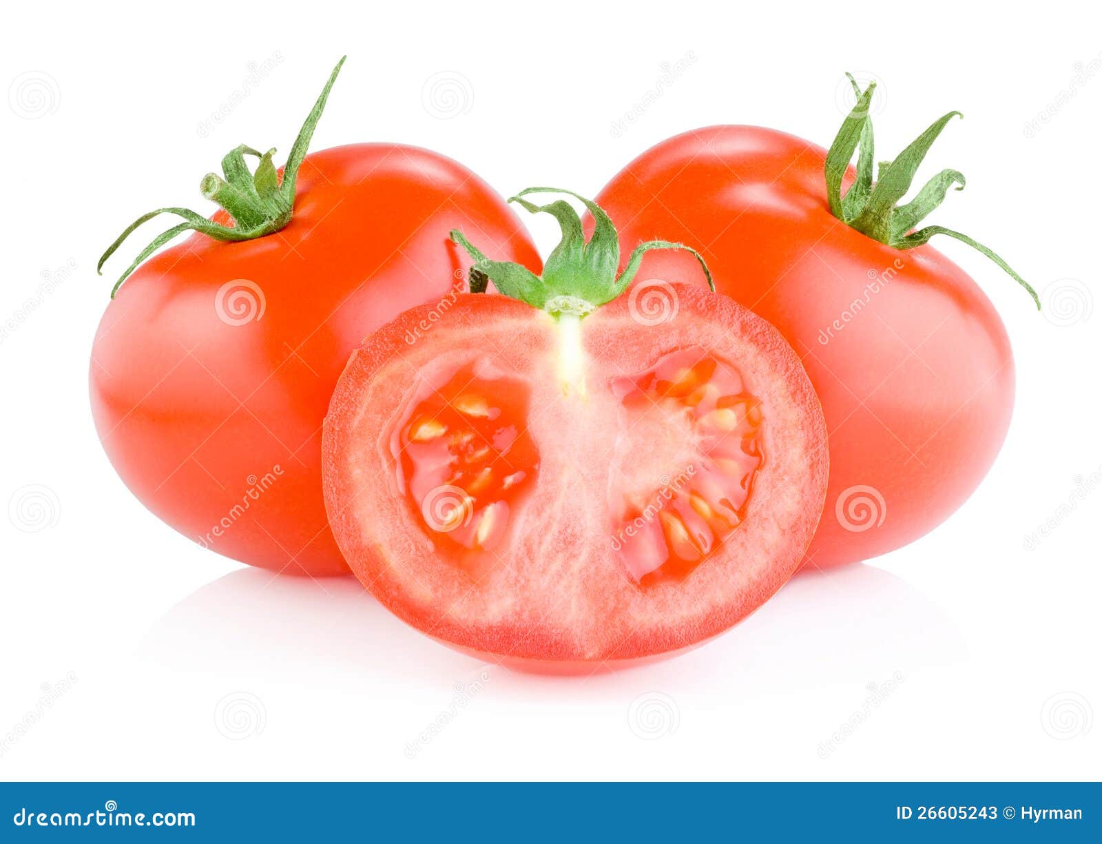 Two Whole Red Tomatoes and One Half Isolated Stock Image - Image of ...