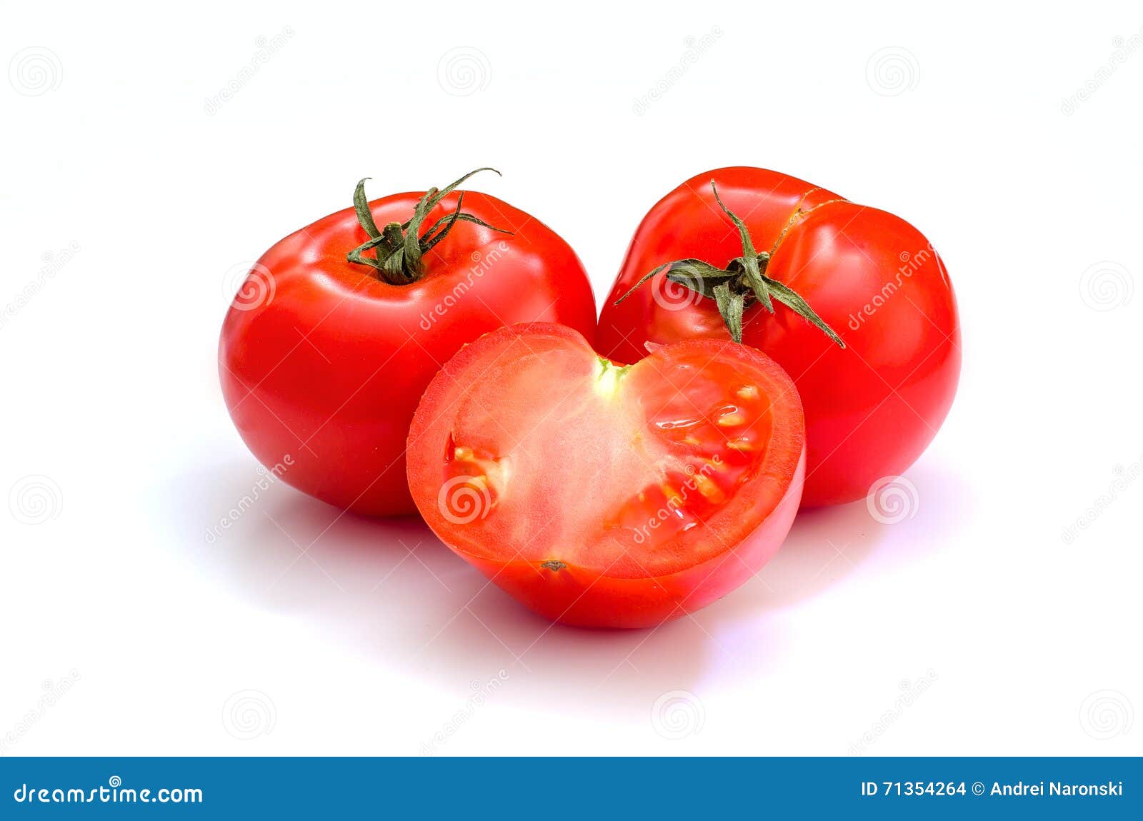 Two Whole Tomatoes and Half on the White Background Stock Photo - Image ...