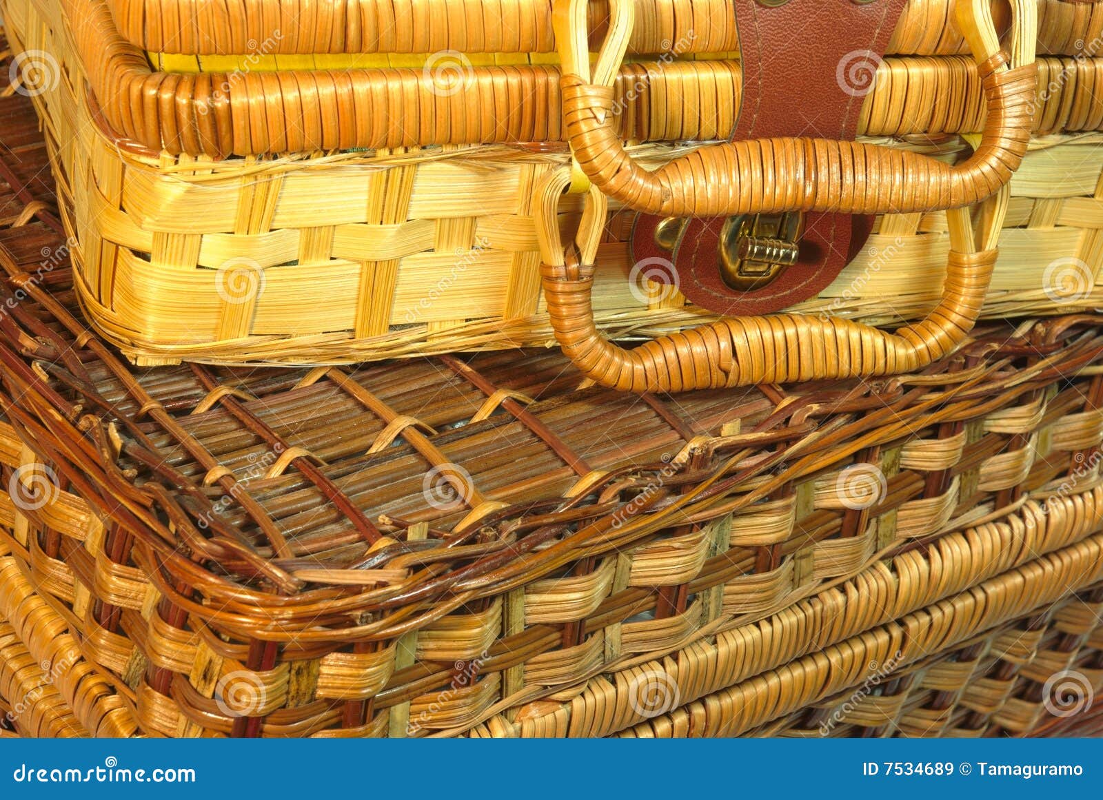 Two Wicker Hampers Close-up Stock Image - Image of wood, elegance: 7534689