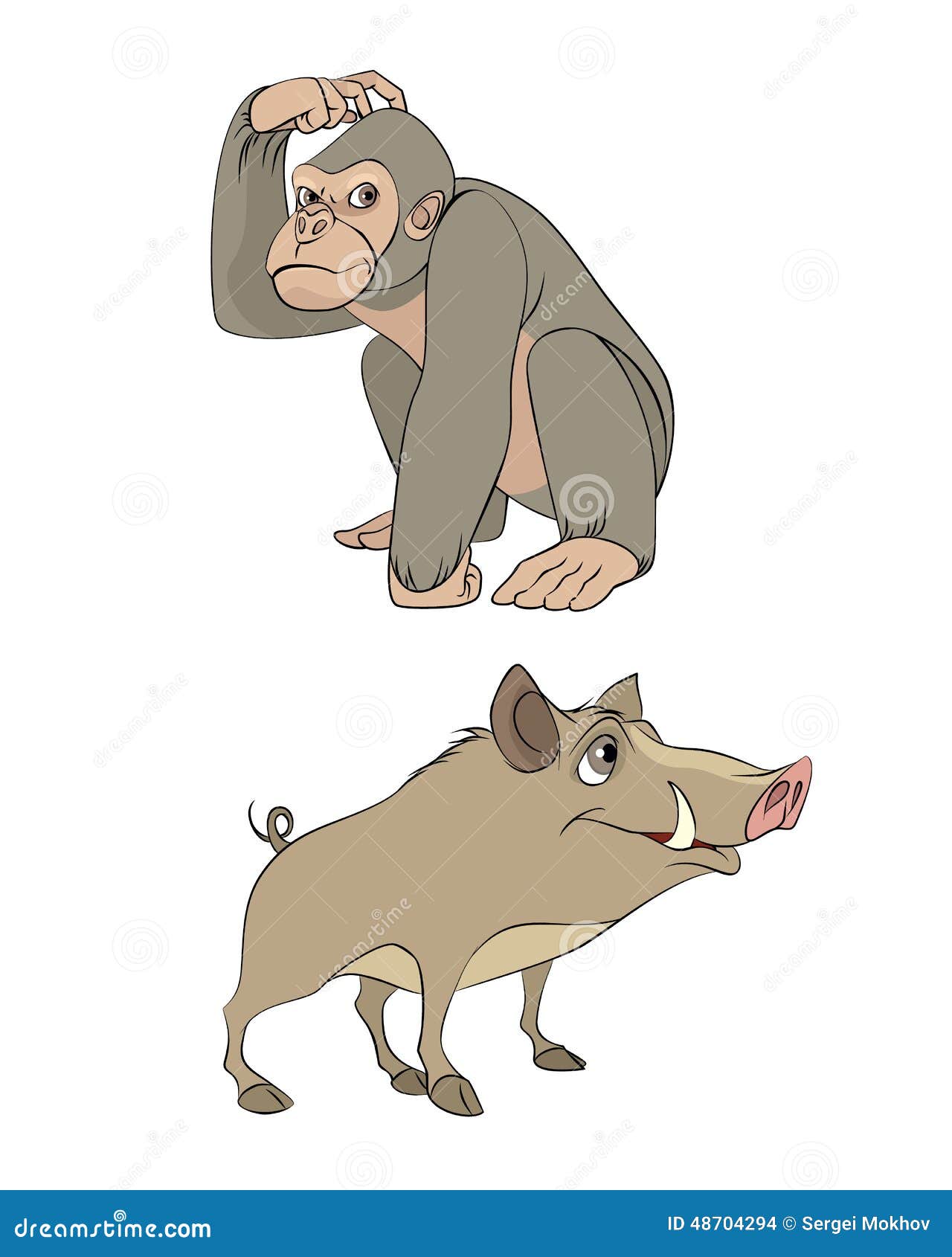 Two wild animals stock vector. Illustration of strength - 48704294