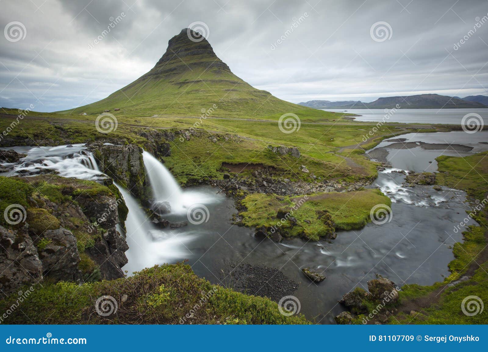 Two Wild Waterfall and Mountaine in Iceland Stock Image - Image of ...