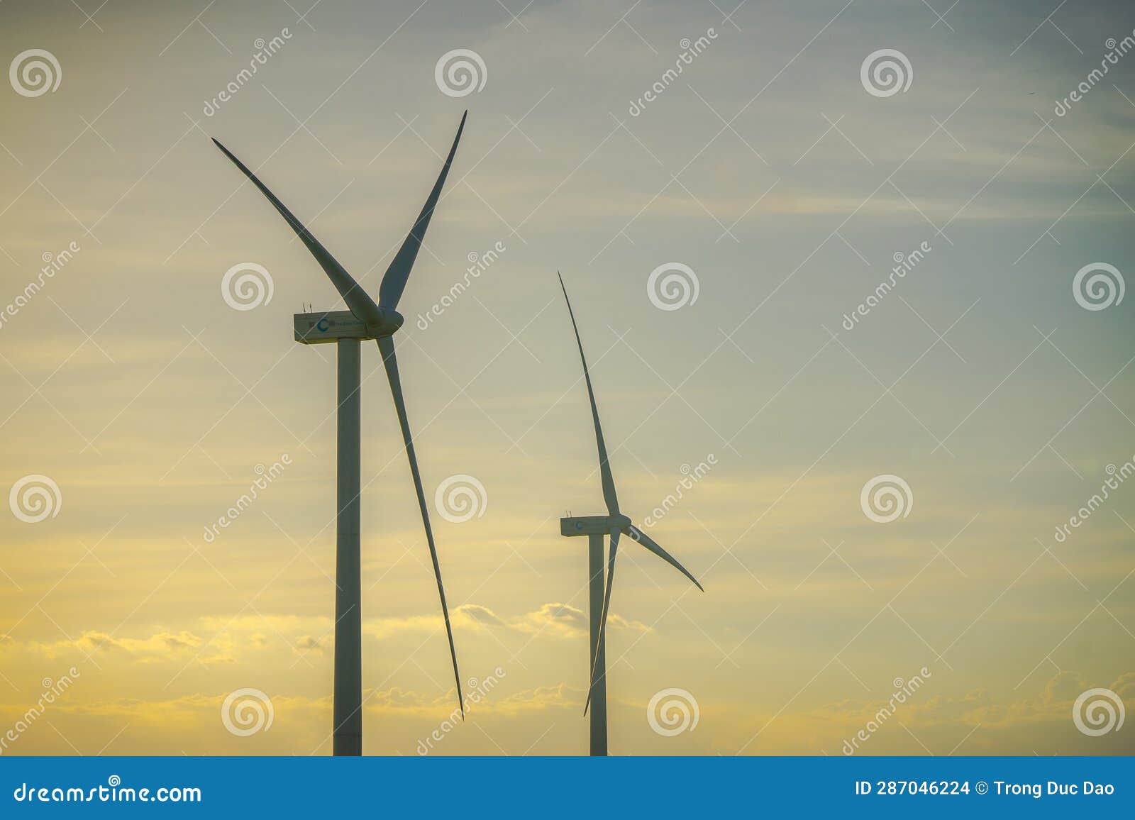 Two Wind Blades of Wind Power Poles in the Afternoon Stock Photo ...