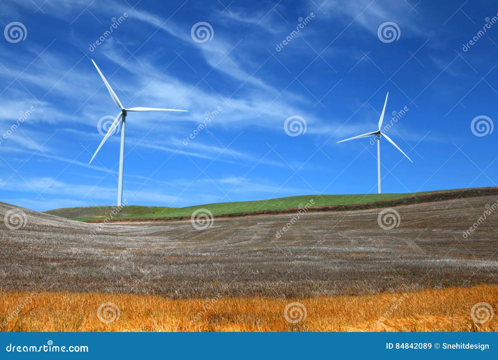 Two wind mills stock image. Image of farmland, middle - 84842089