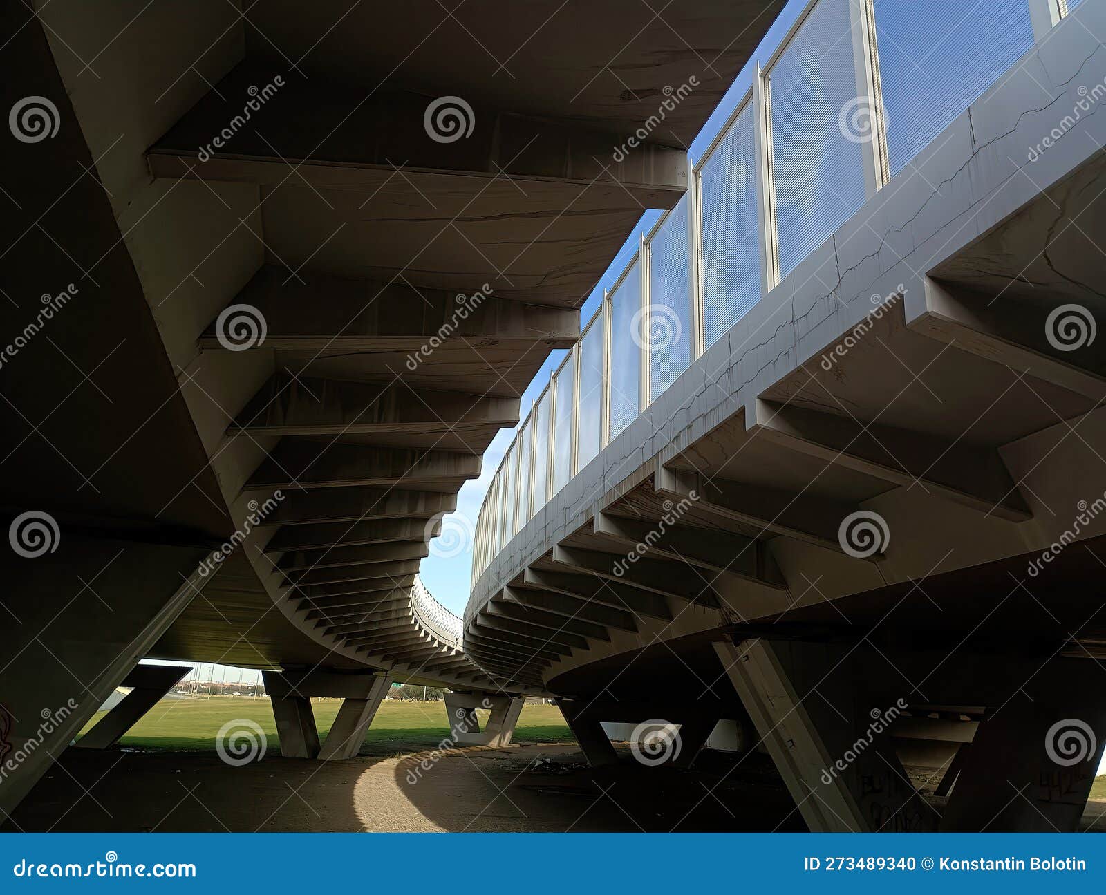 Under Bridge. Bottom View of the Curving Bridge Stock Photo - Image of ...