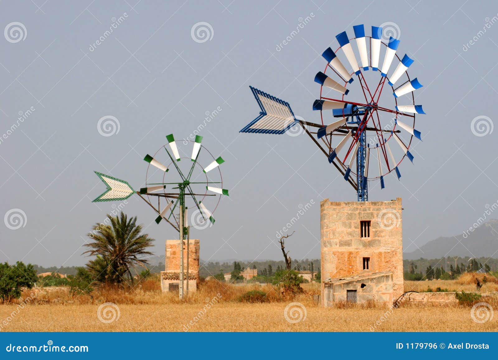 Two windmills stock photo. Image of balears, energy, windmills - 1179796