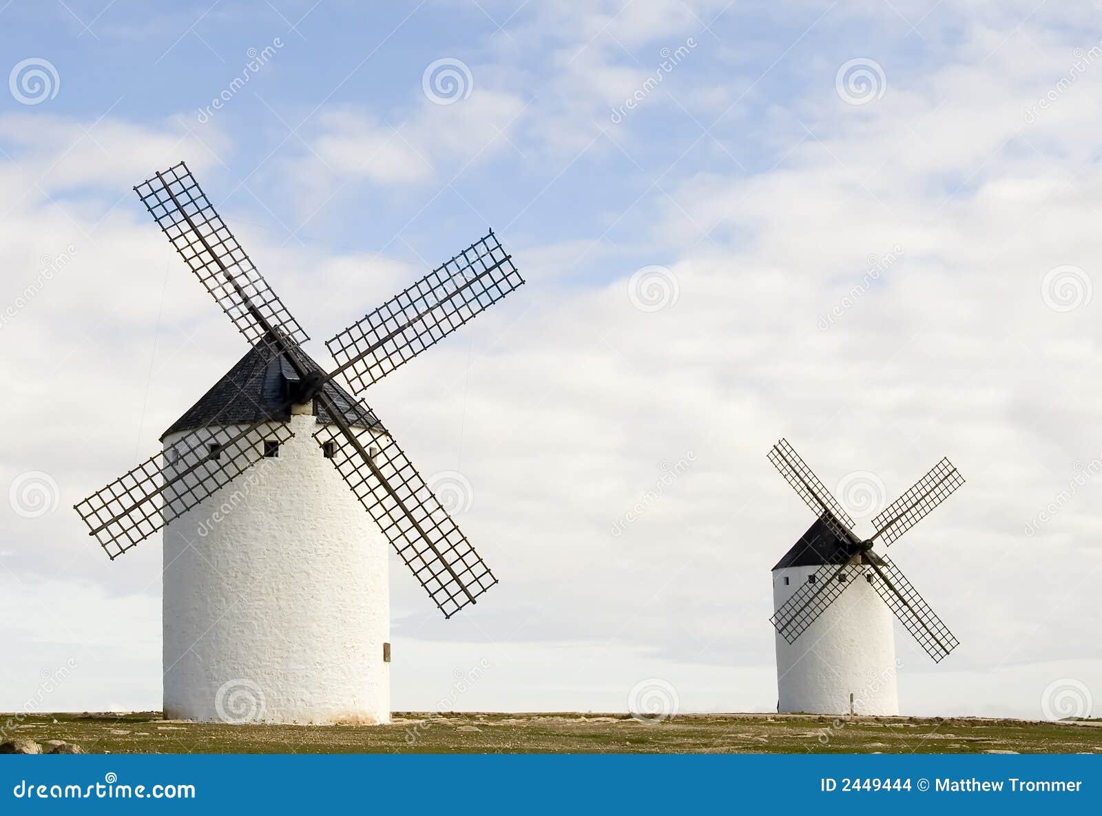 Two Windmills stock photo. Image of landmark, madrid, campo - 2449444