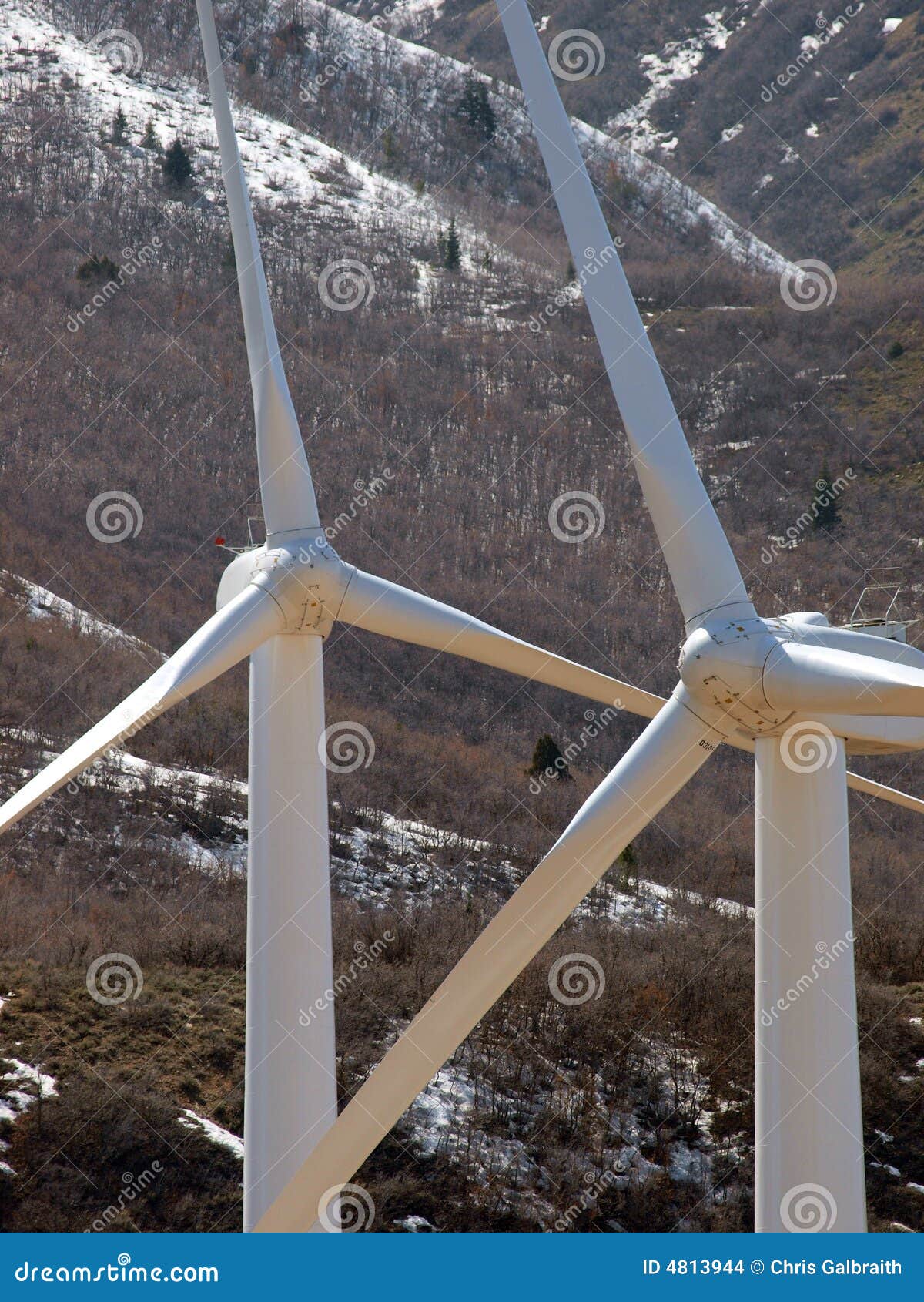 Two windmills detail stock photo. Image of turbine, environment - 4813944