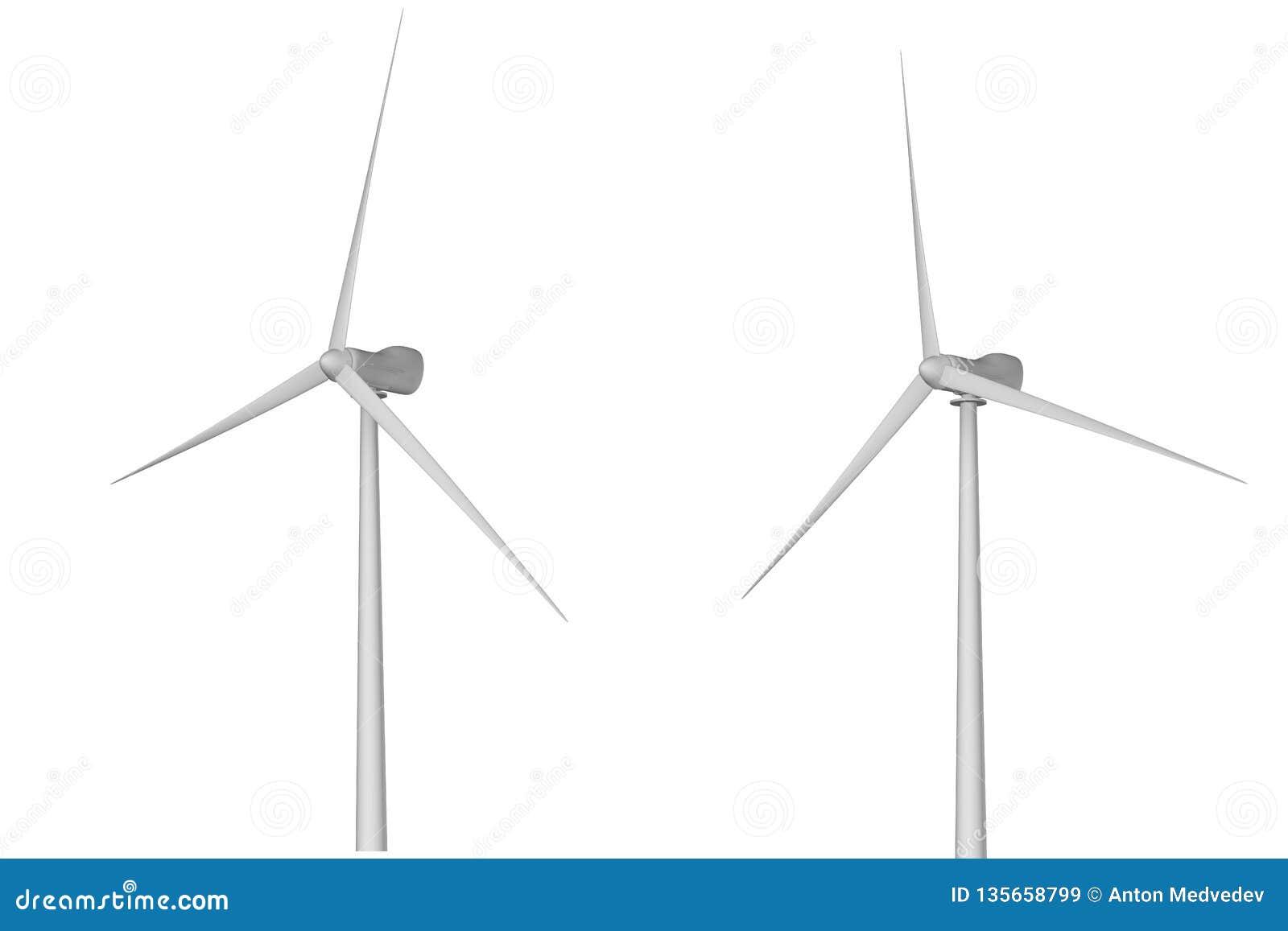 Two Windmills with Different Rotation Angles Isolated on White ...