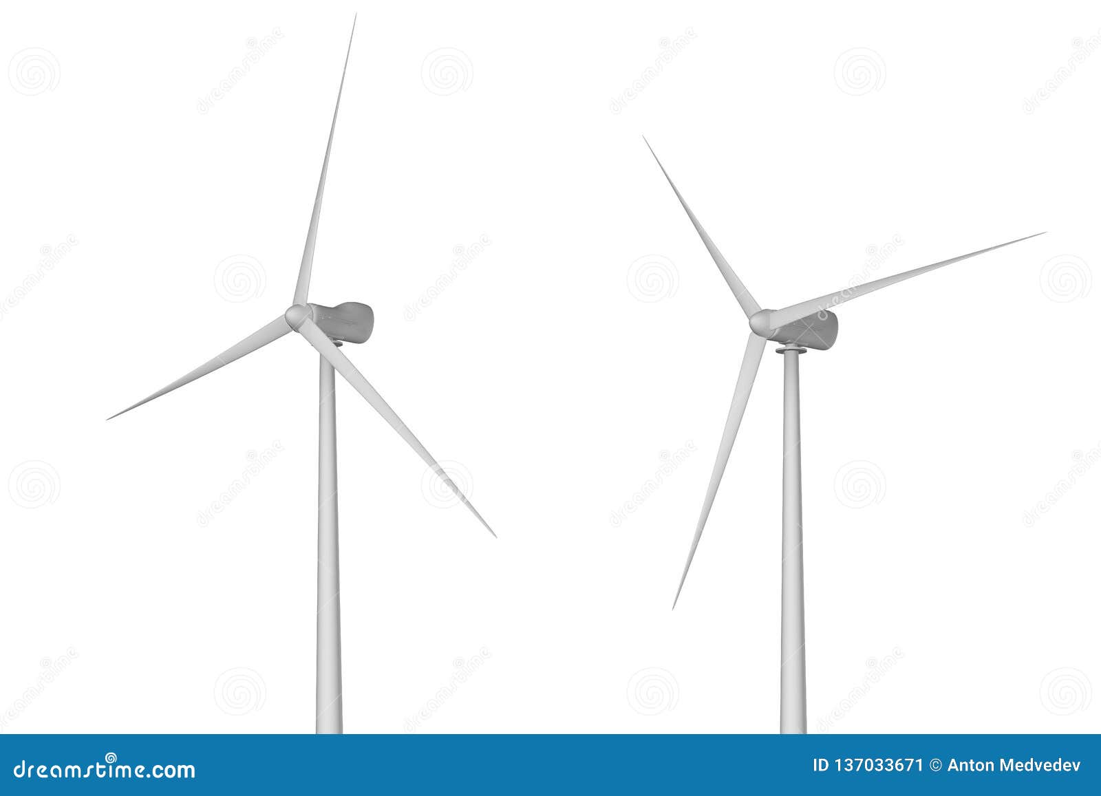 2 Windmills with Different Rotation Angles Isolated on White Background ...
