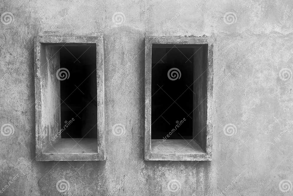 Two Window Openings on a Stone Wall of Monochrome Tone Stock Photo ...