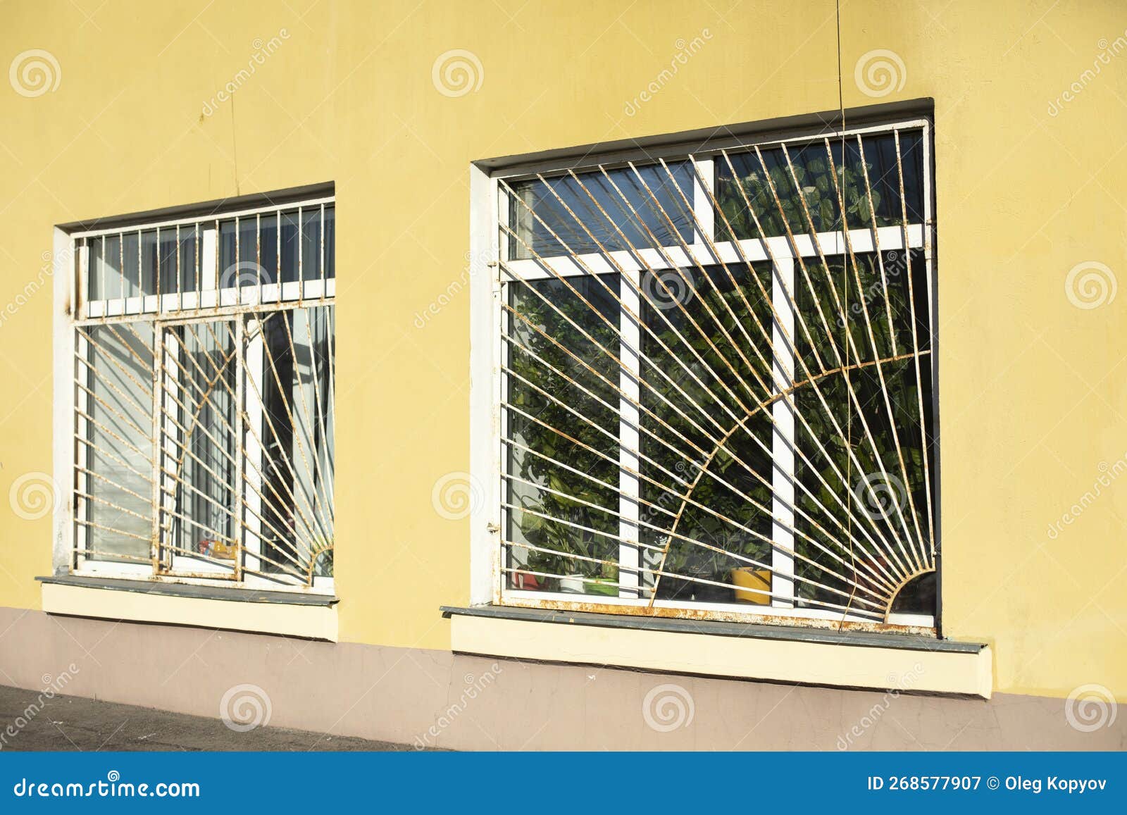 Two Windows with Bars. Windows on Ground Floor Stock Image - Image of ...
