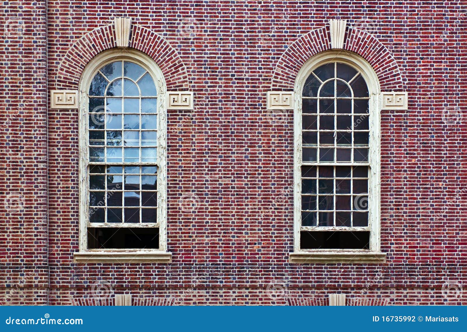 Two windows in brick wall stock photo. Image of centered - 16735992