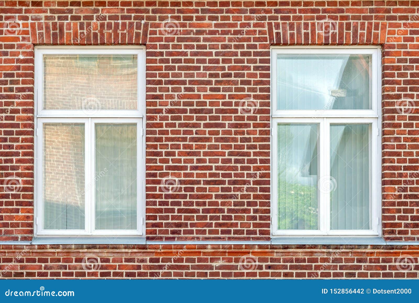 Two Windows on a Brick Wall Stock Photo - Image of architectural ...