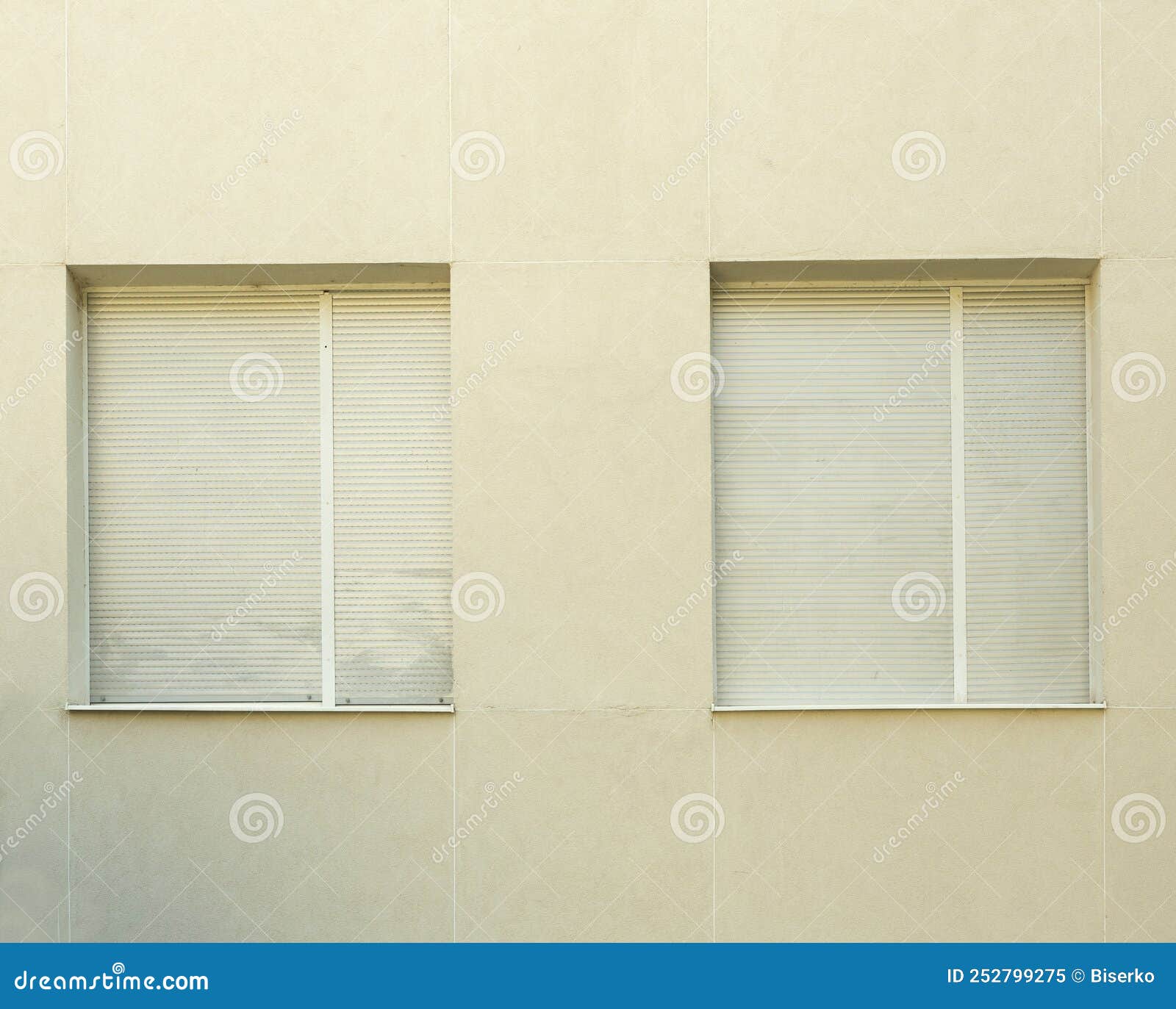 Two Windows with Closed Blinds Stock Image - Image of clean, roller ...