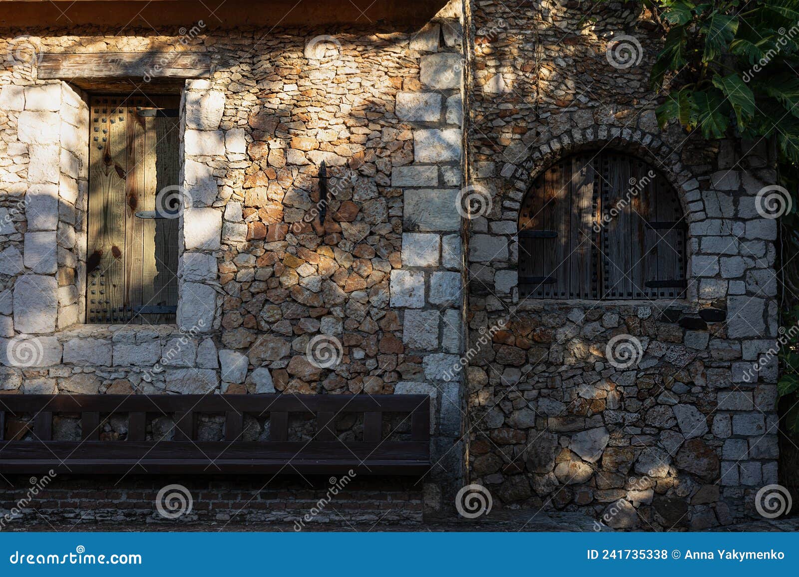 Two Windows of Different Shapes on the Ancient Wall. Rectangular and ...