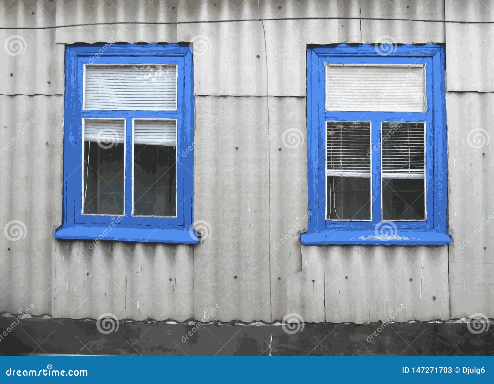 Two Windows on the Facade of the Rustic House. Texture Wall for ...