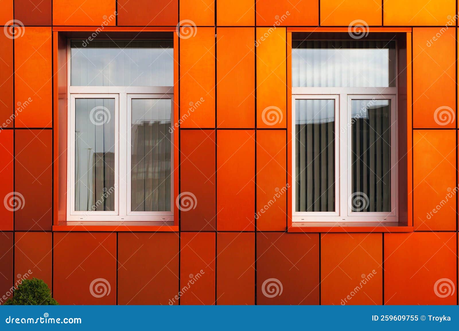 Windows on Orange Wall of Modern Building Stock Image - Image of ...