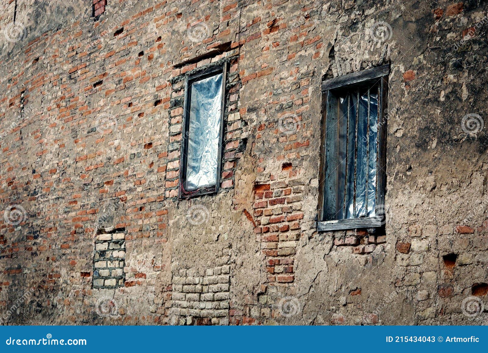 Two Windows in Red Brick Wall Building in Weird Diagonal Placement ...
